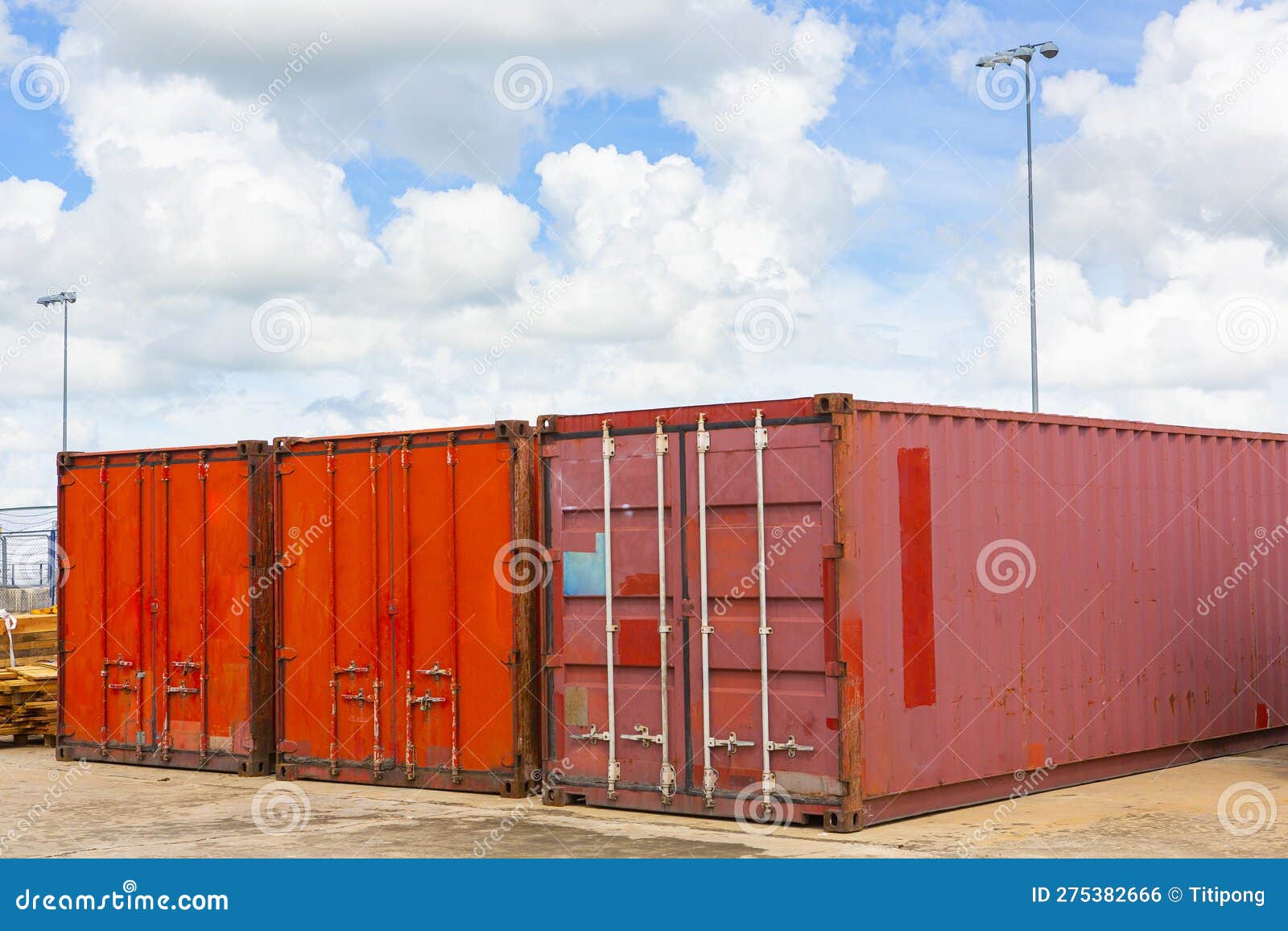 Red Container for Transporting Cargo Storage Stock Photo - Image of ...