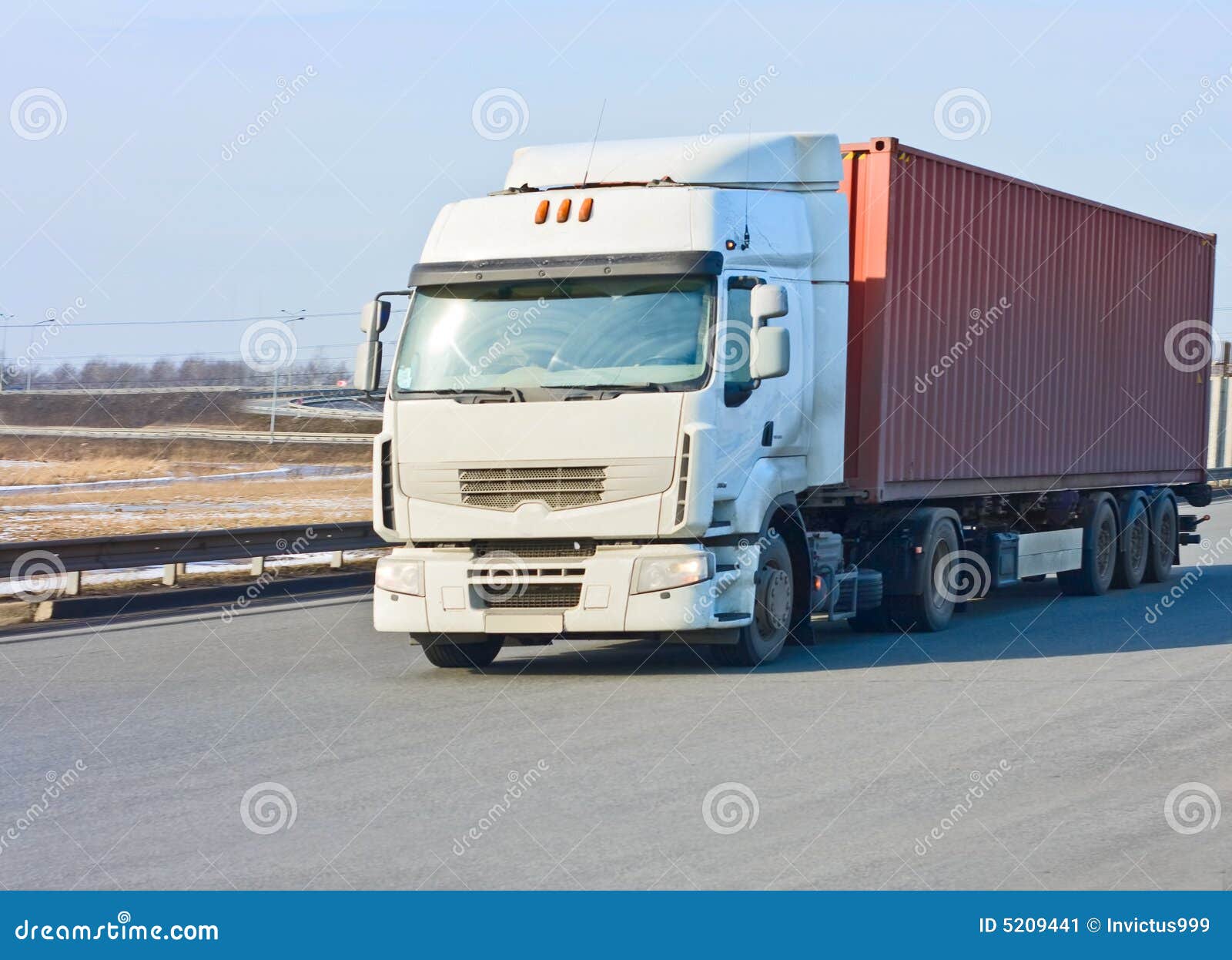 Red container truck stock image. Image of blue, industry - 5209441
