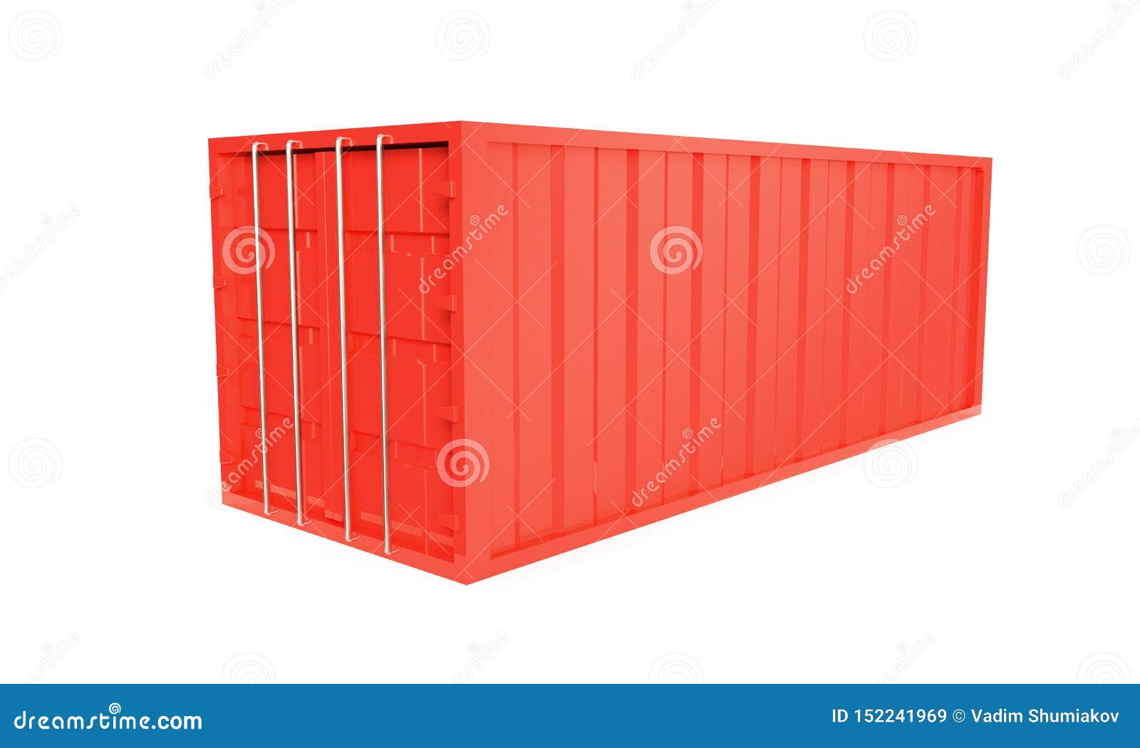Red Container, White Cutting Background 3d Render Stock Illustration ...