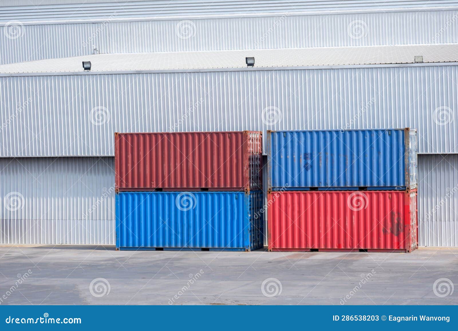 Red Containers in the Loading Yard Stock Image - Image of global ...