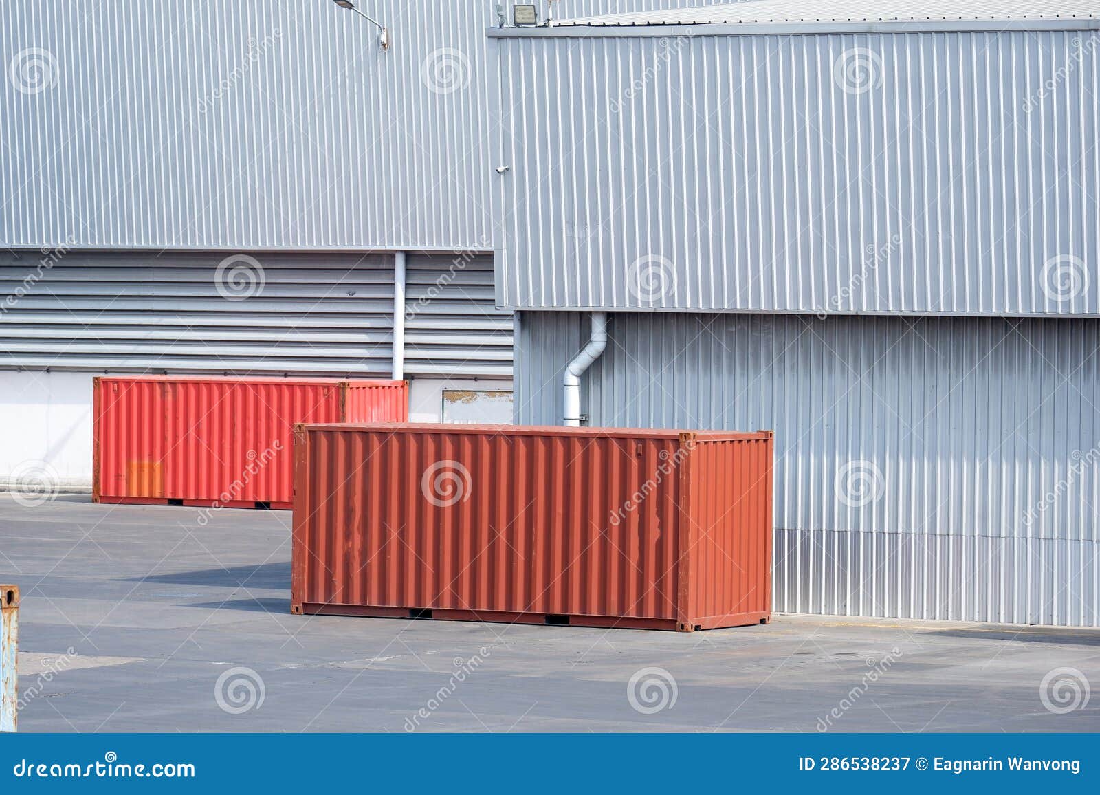 Red Containers in the Loading Yard Stock Image - Image of freight ...