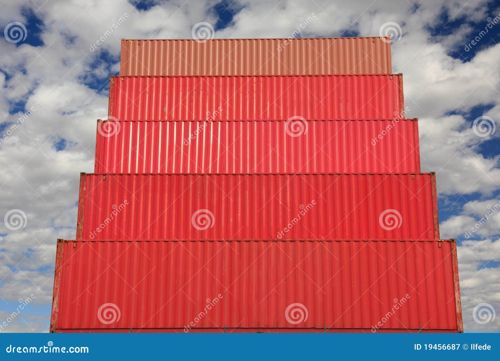 Red Containers in Logistics Harbor Stock Image - Image of goods, stack ...