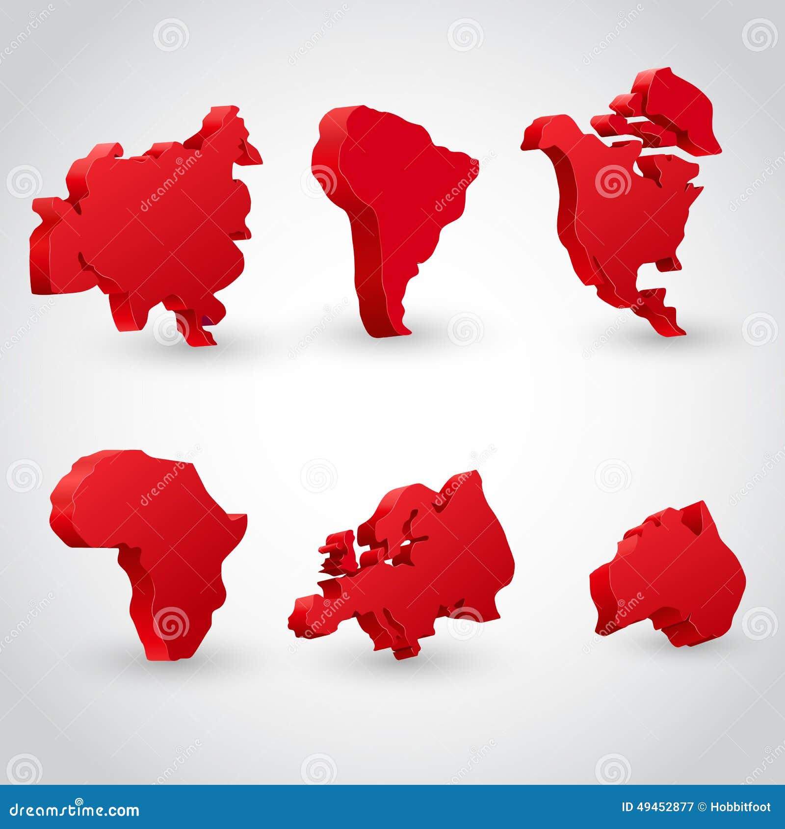 Red continent set. stock vector. Illustration of earth - 49452877