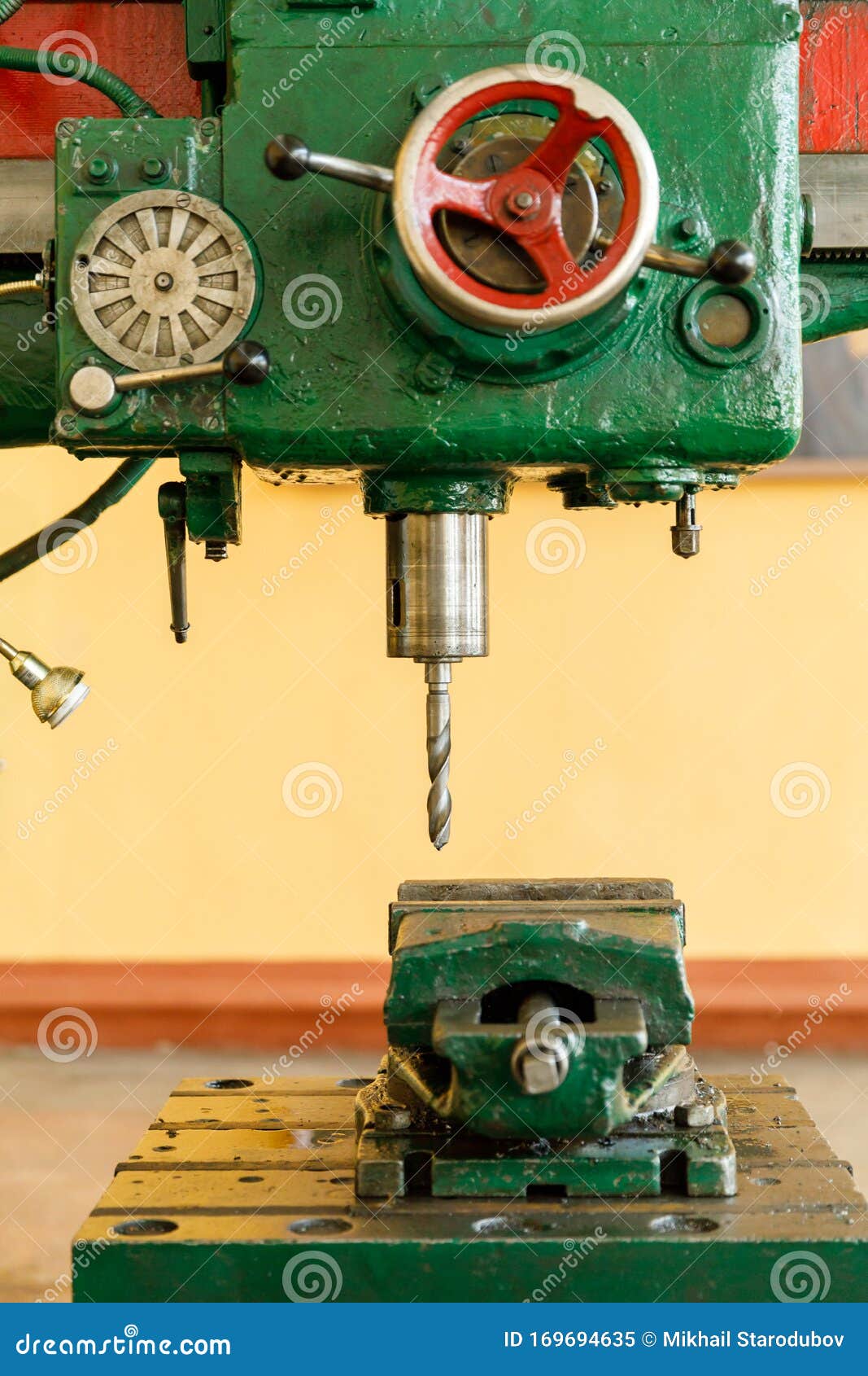 Red Controls of the Universal Old and Green Milling Machine Stock Image ...