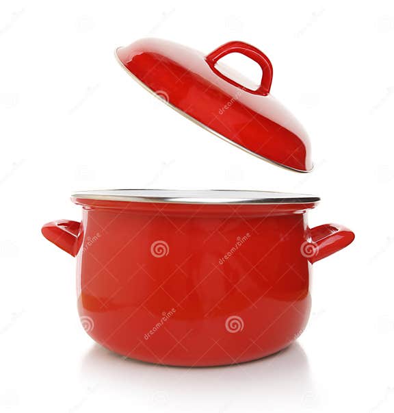 Red cooking pot stock image. Image of steel, stainless - 37959833
