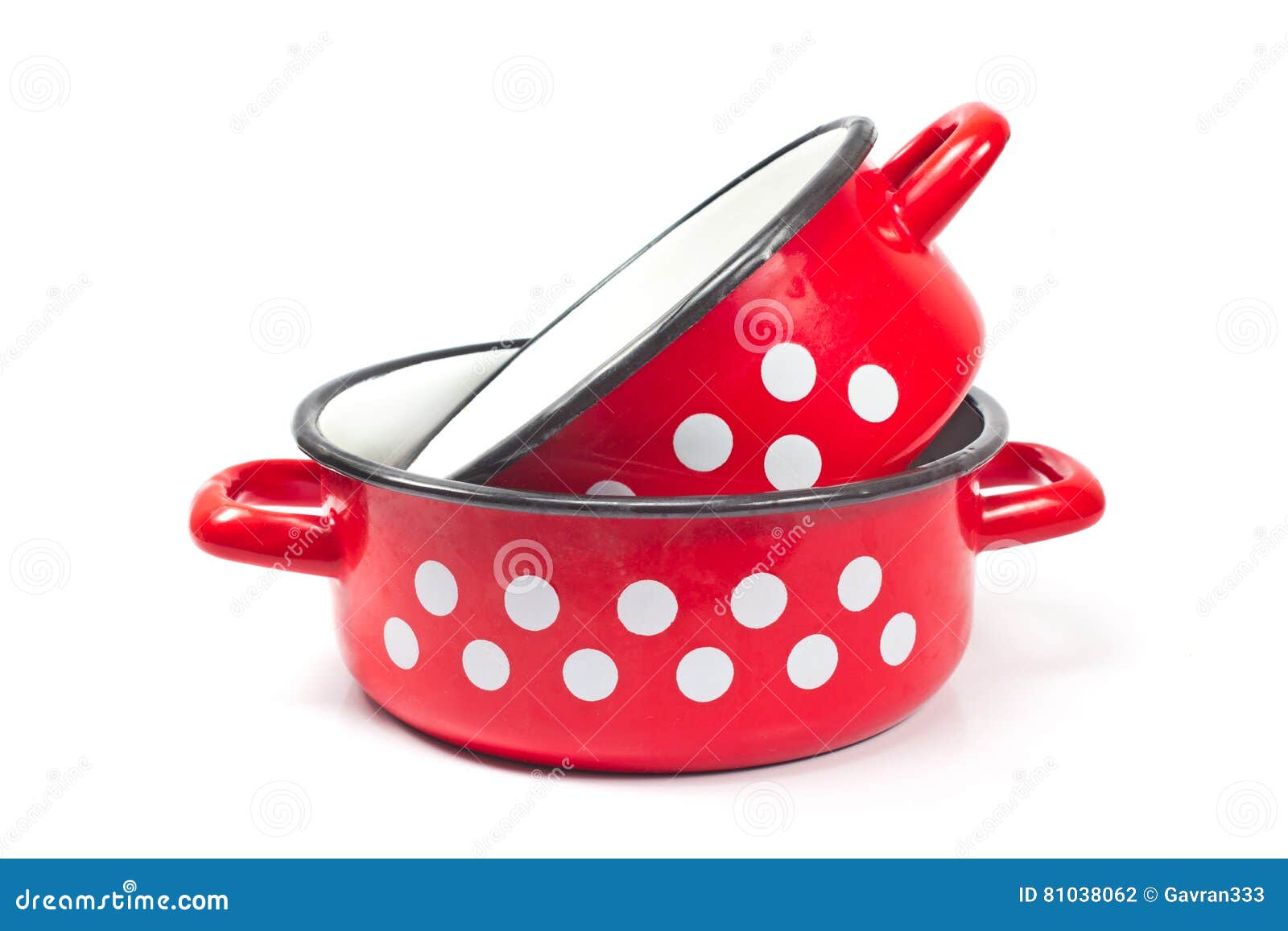 Red Cooking Pot with Dots Isolated Stock Photo - Image of classic ...