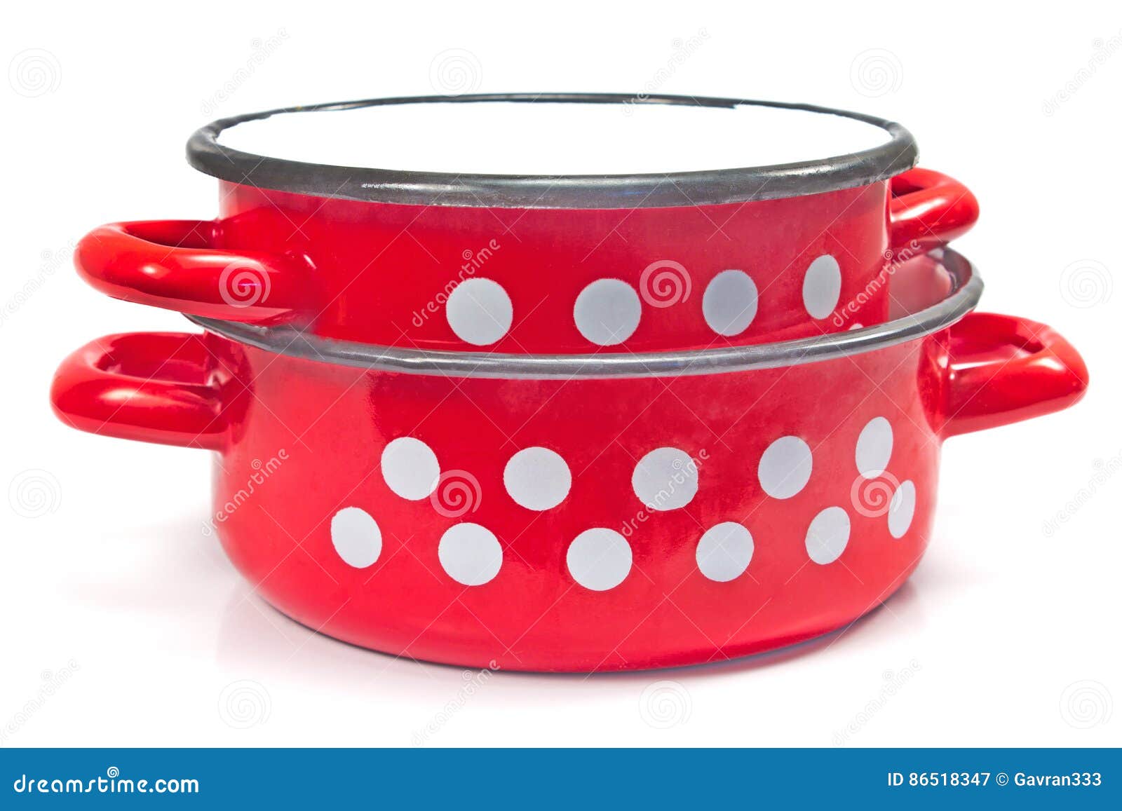 Red Cooking Pot with Dots Isolated Stock Image - Image of handle, metal ...