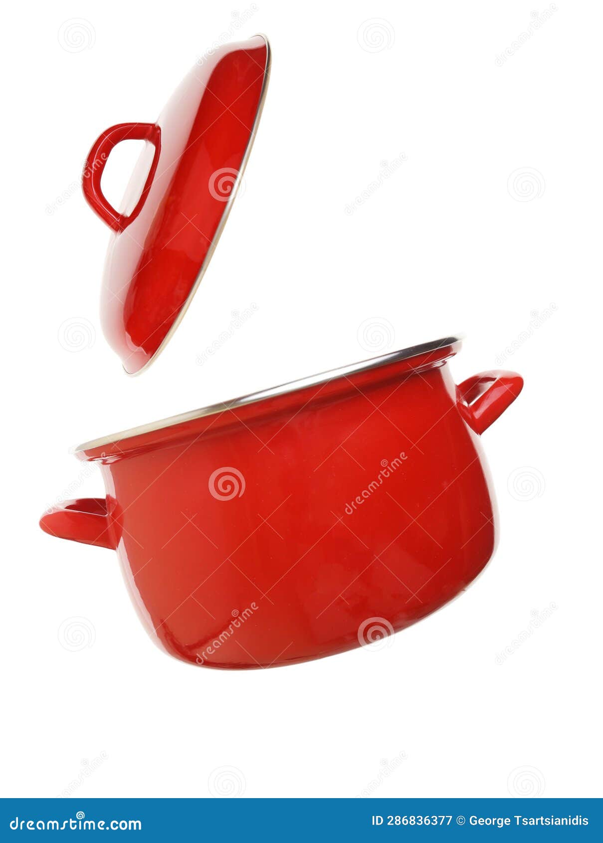 Red Cooking Pot Flying Isolated on White Transparent Background Stock ...