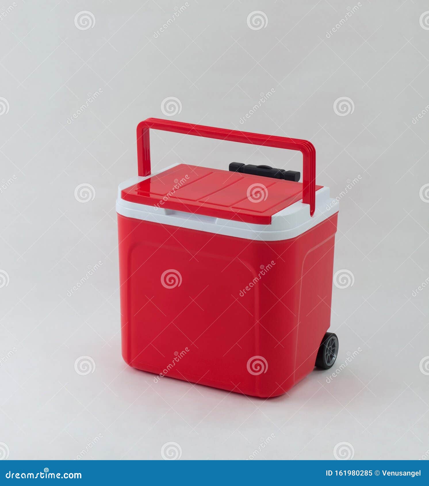 Red Cooling Box with Wheels Isolated Stock Image - Image of color ...