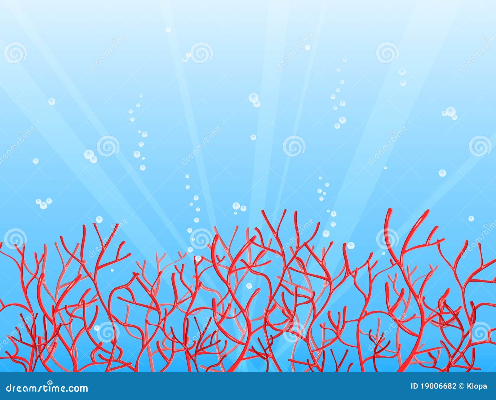 Red coral in blue ocean stock vector. Illustration of coral - 19006682