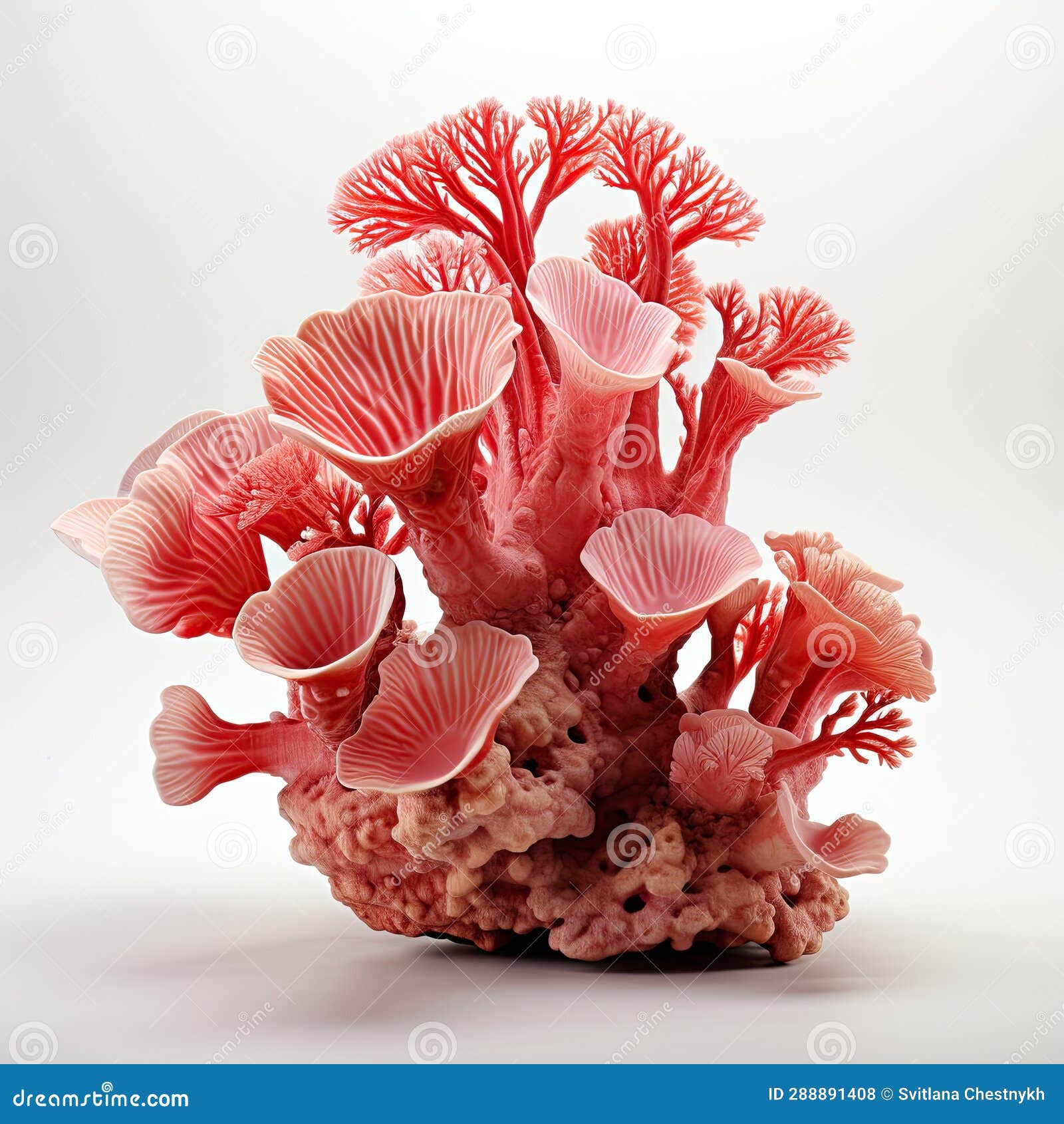 Red Corals Composition, Sea Life Objects, Isolated on White Background ...