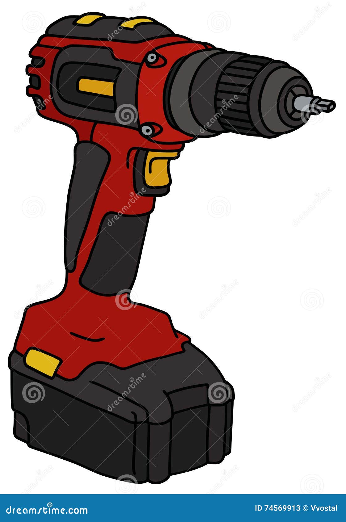 Red cordless screwdriver stock vector. Illustration of repair - 74569913