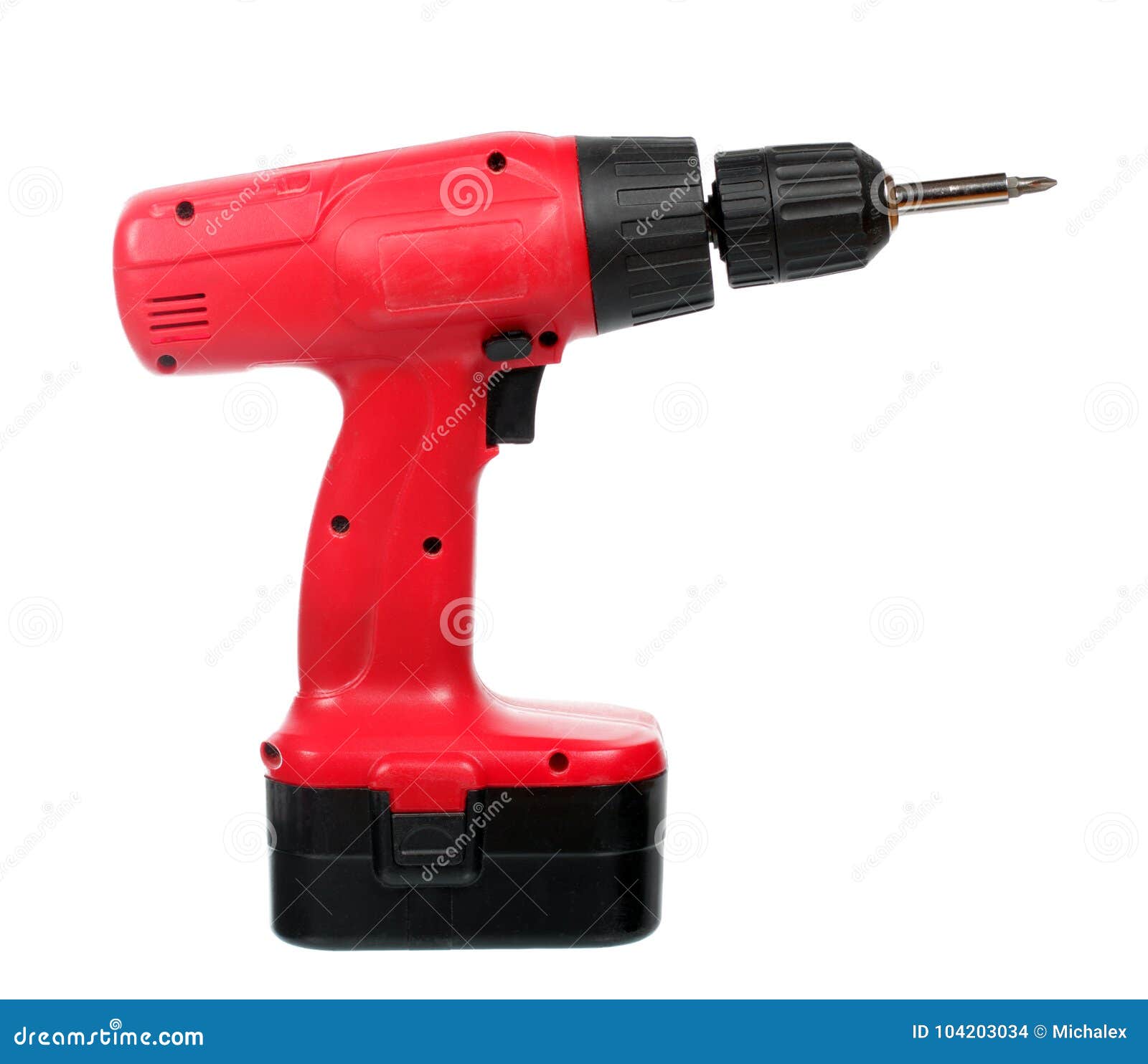Red cordless screwdriver stock photo. Image of drilling - 104203034