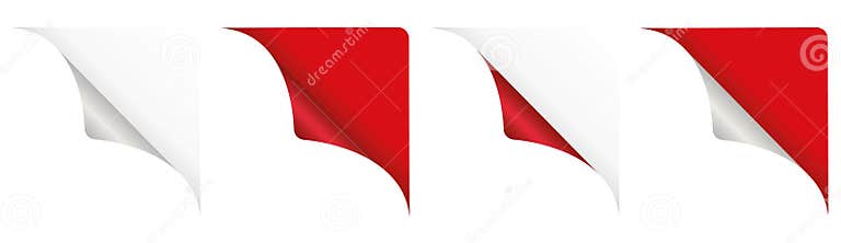 Red Corner Banner Design Elements Isolated on White Background Stock ...