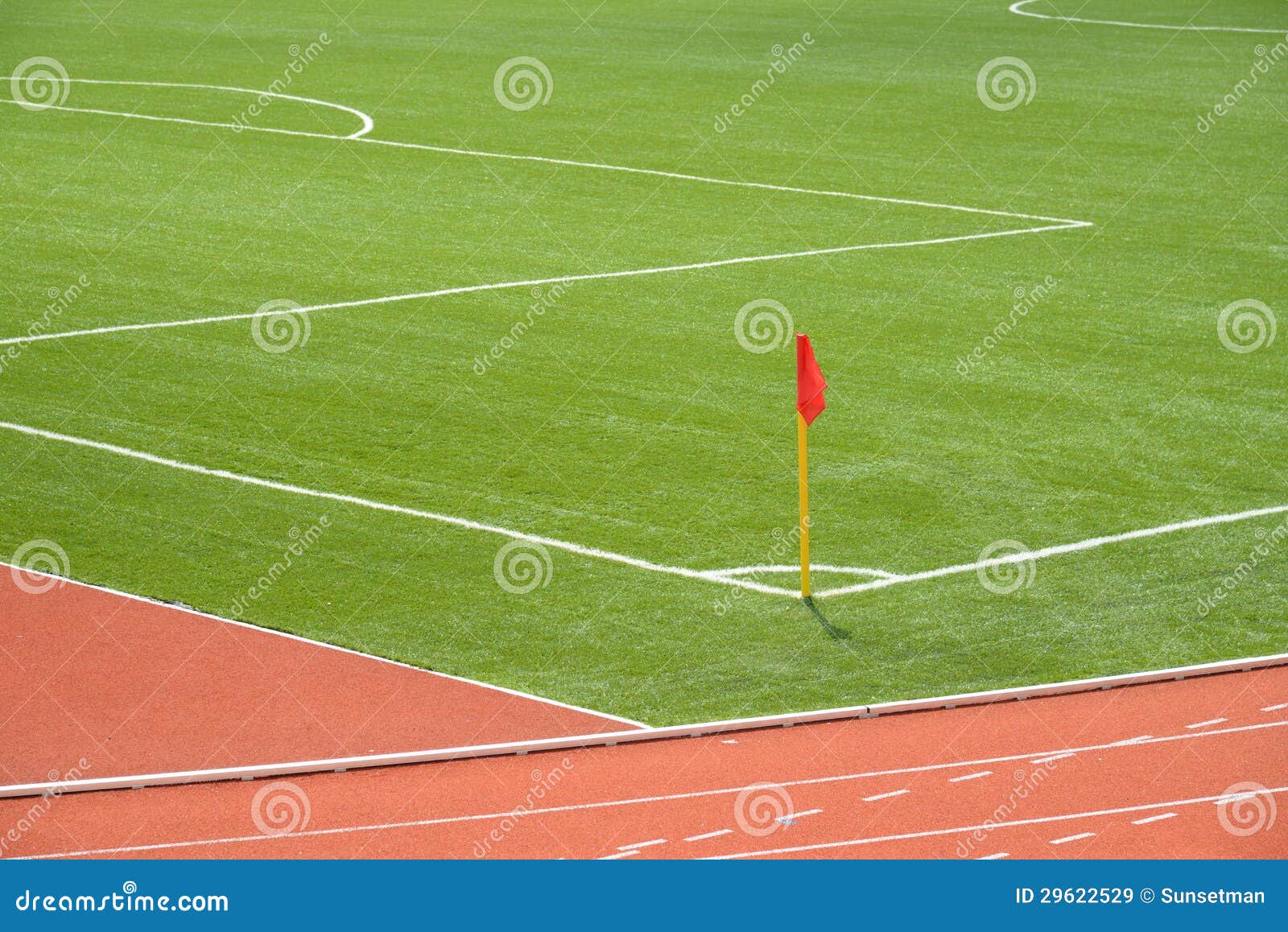 Red Corner Flag stock image. Image of terrain, flat, recreation - 29622529