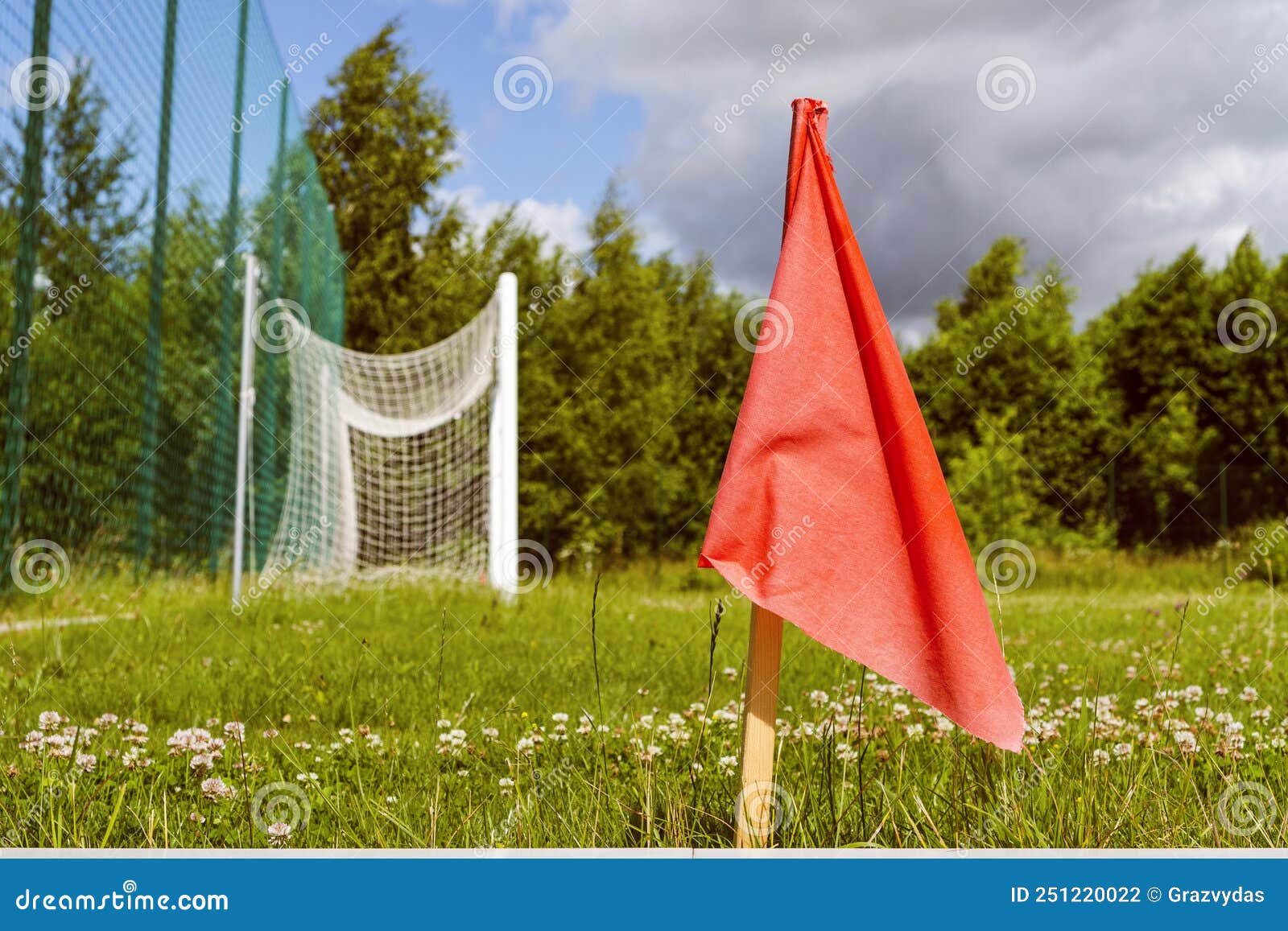 Red Corner Flag on the Soccer Stadium Stock Photo - Image of shoot ...