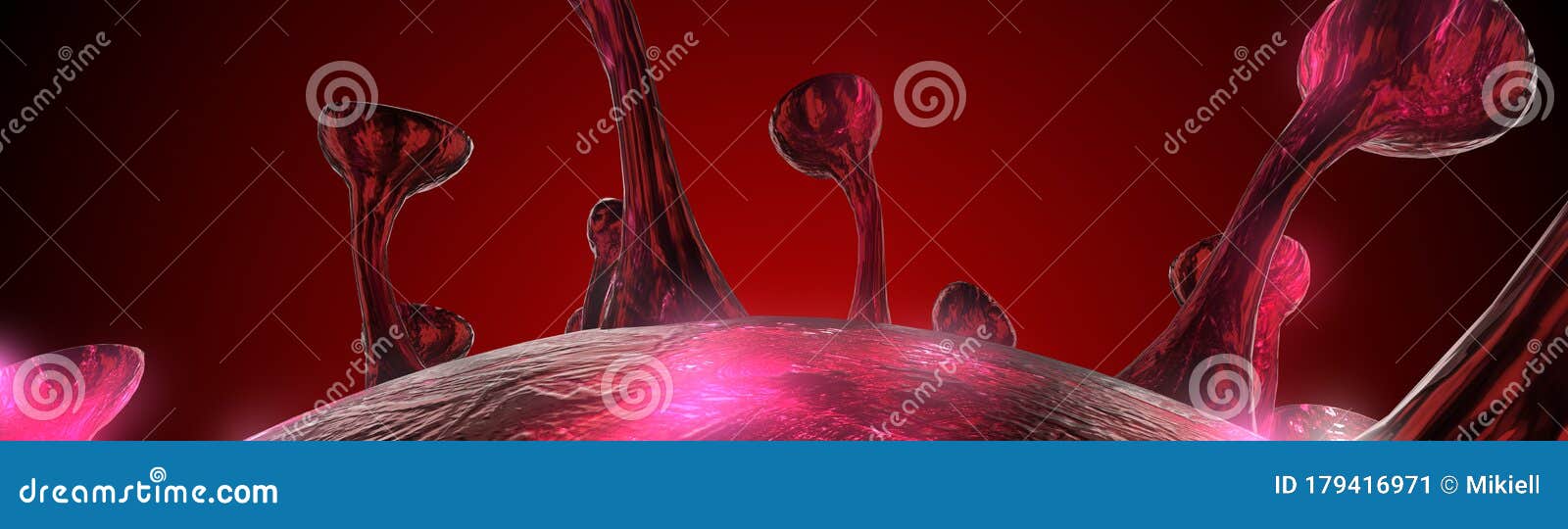 Red Coronavirus Cell Spikes Stock Illustration - Illustration of ...