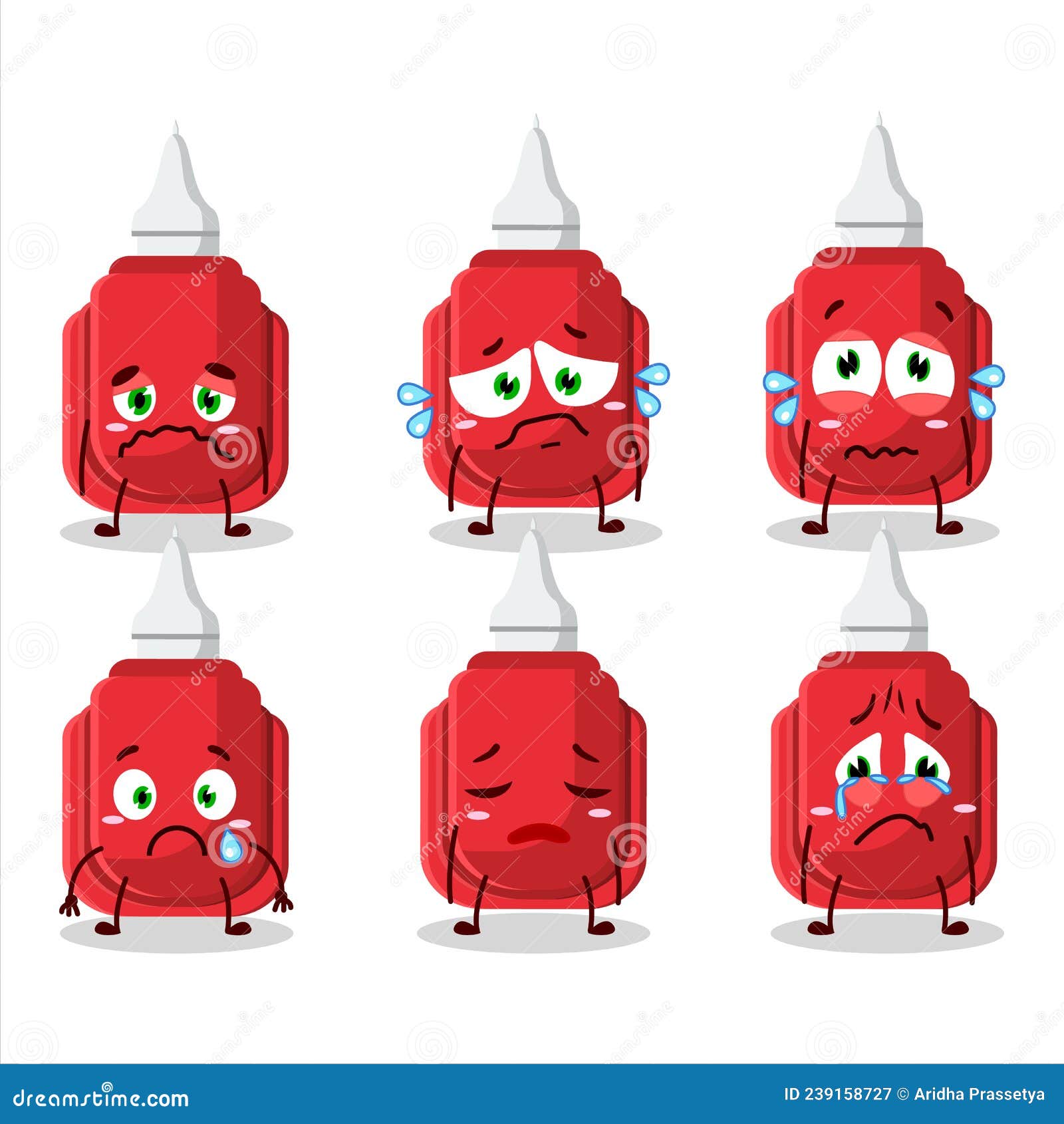 Red Correction Pen Cartoon Character with Sad Expression Stock Vector ...