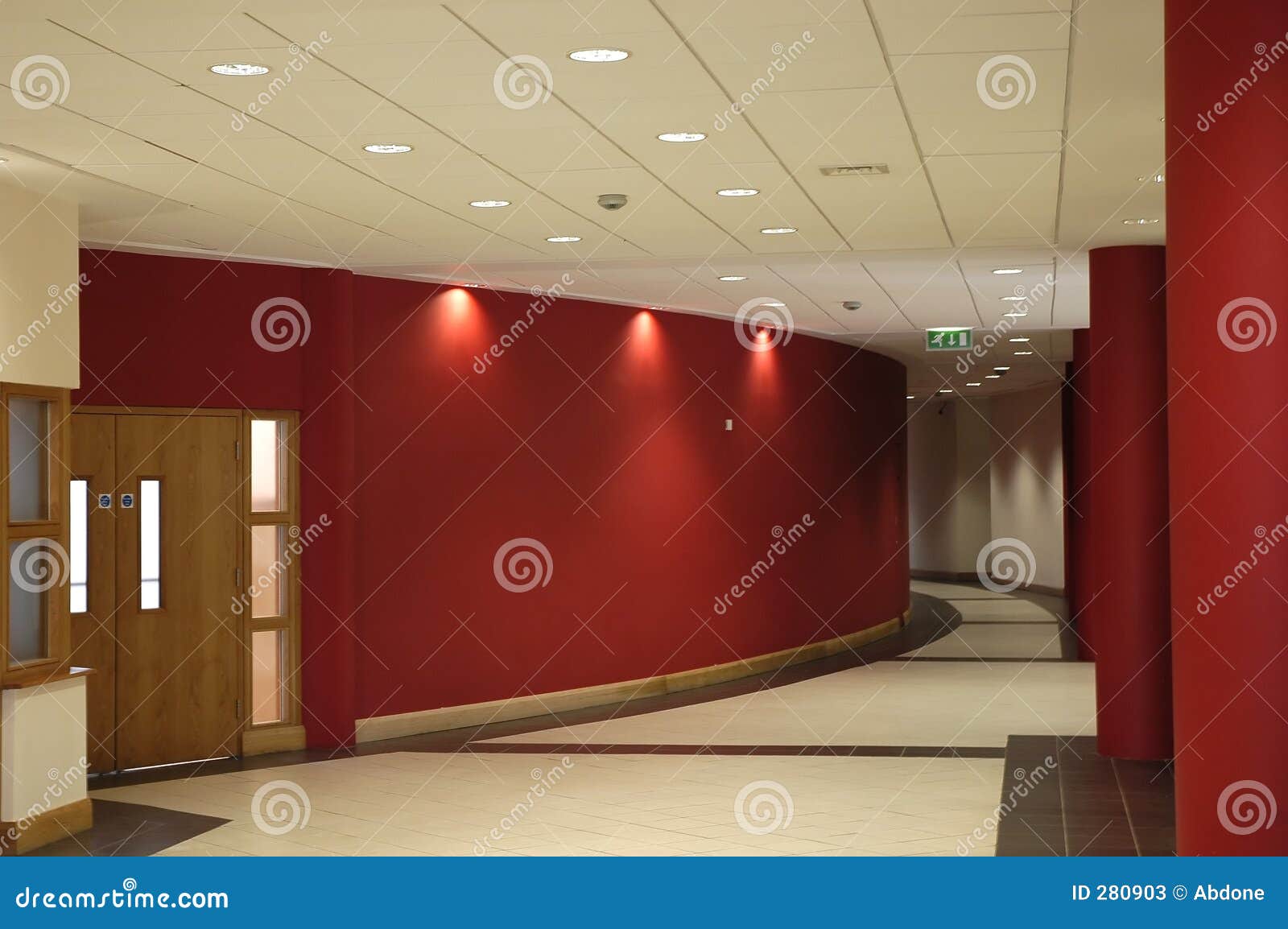 Red Corridor stock image. Image of hallway, terracota, salones - 280903