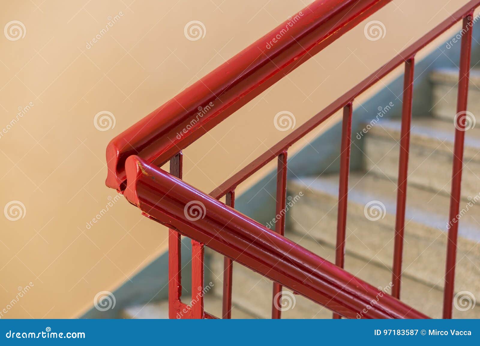 Red corridor handrail stock image. Image of corridor - 97183587