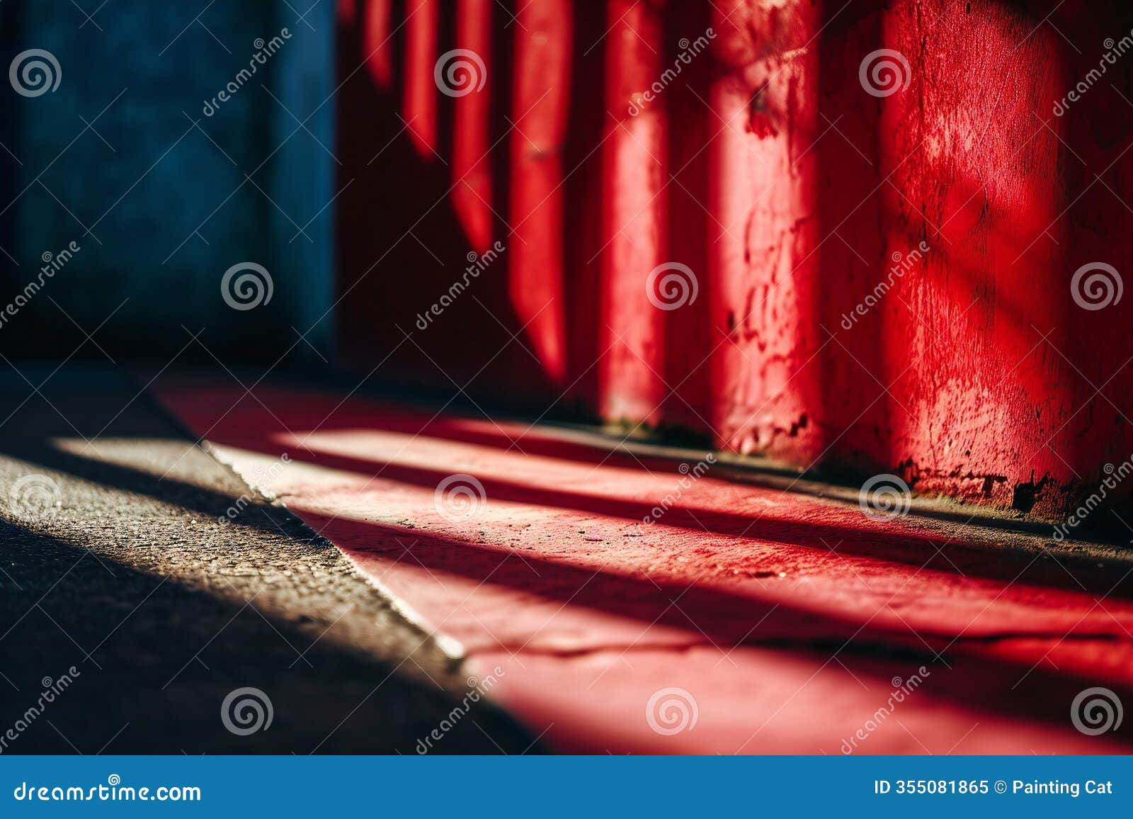 Red Corridor with Red Light and Shadow on the Floor, Abstract ...