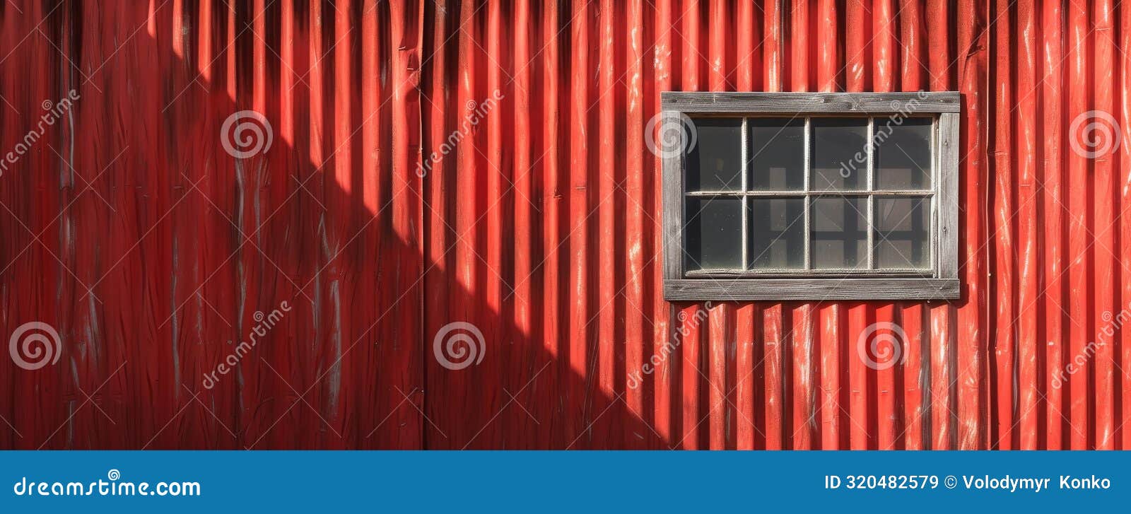 Red Corrugated Metal Wall with Single Window and Shadow Stock Image ...