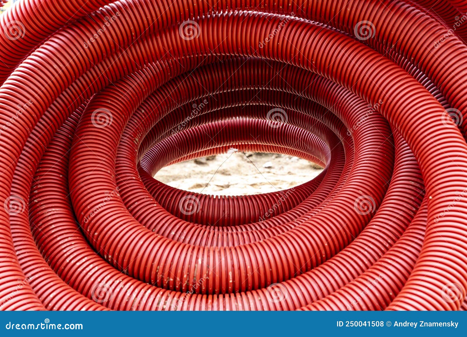 Underground Electrical Red Cable Duct In Trench At Construction ...