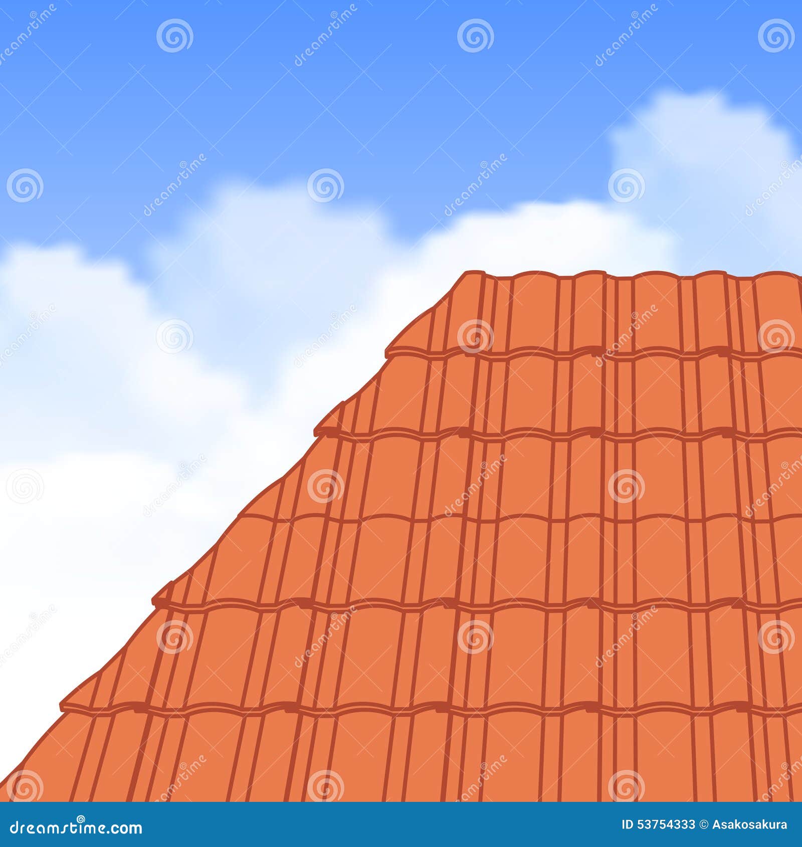 Red Corrugated Tile Element Of Roof. Cartoon Vector | CartoonDealer.com ...