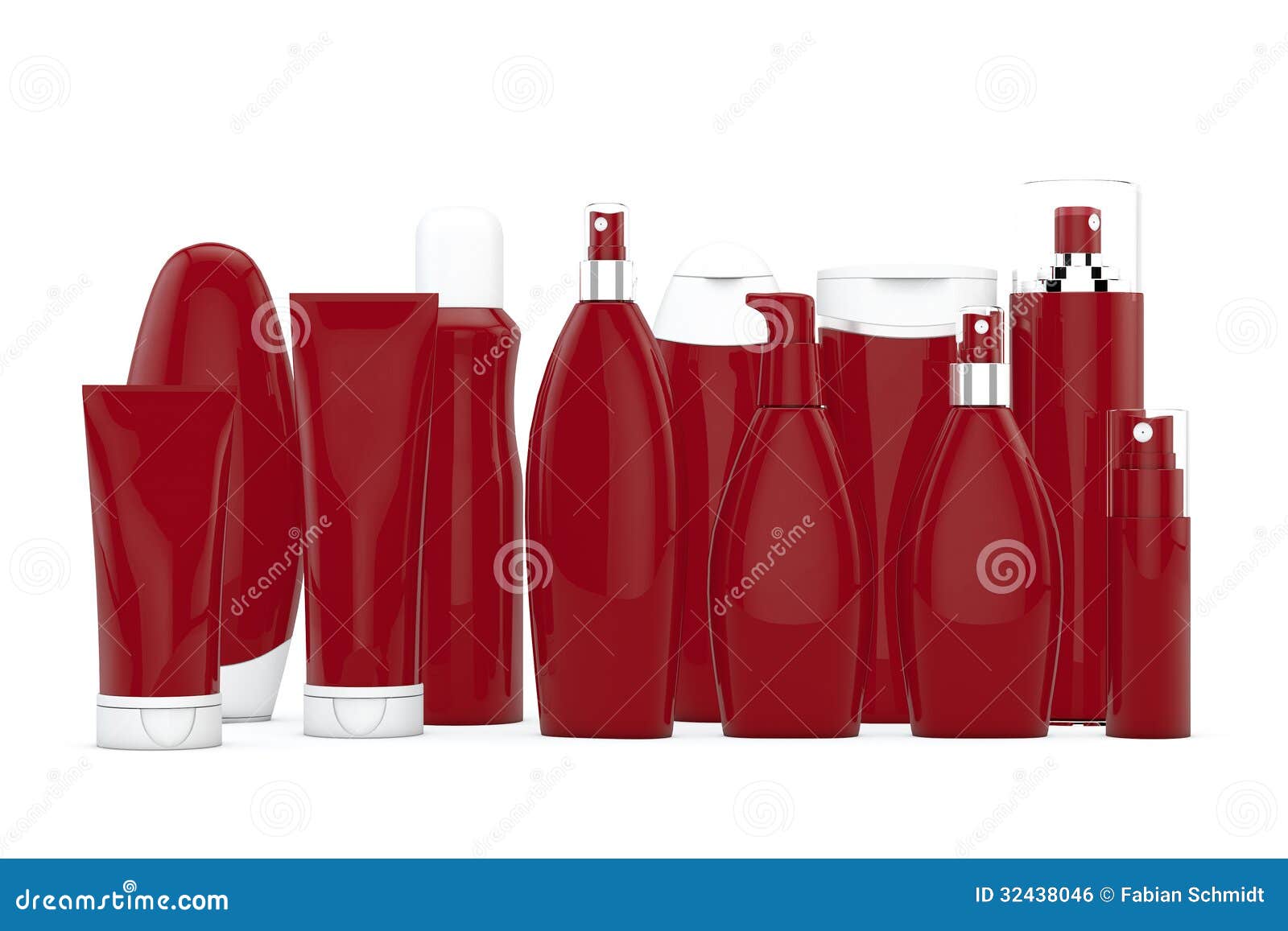 Red cosmetic bottles stock illustration. Illustration of dispenser ...