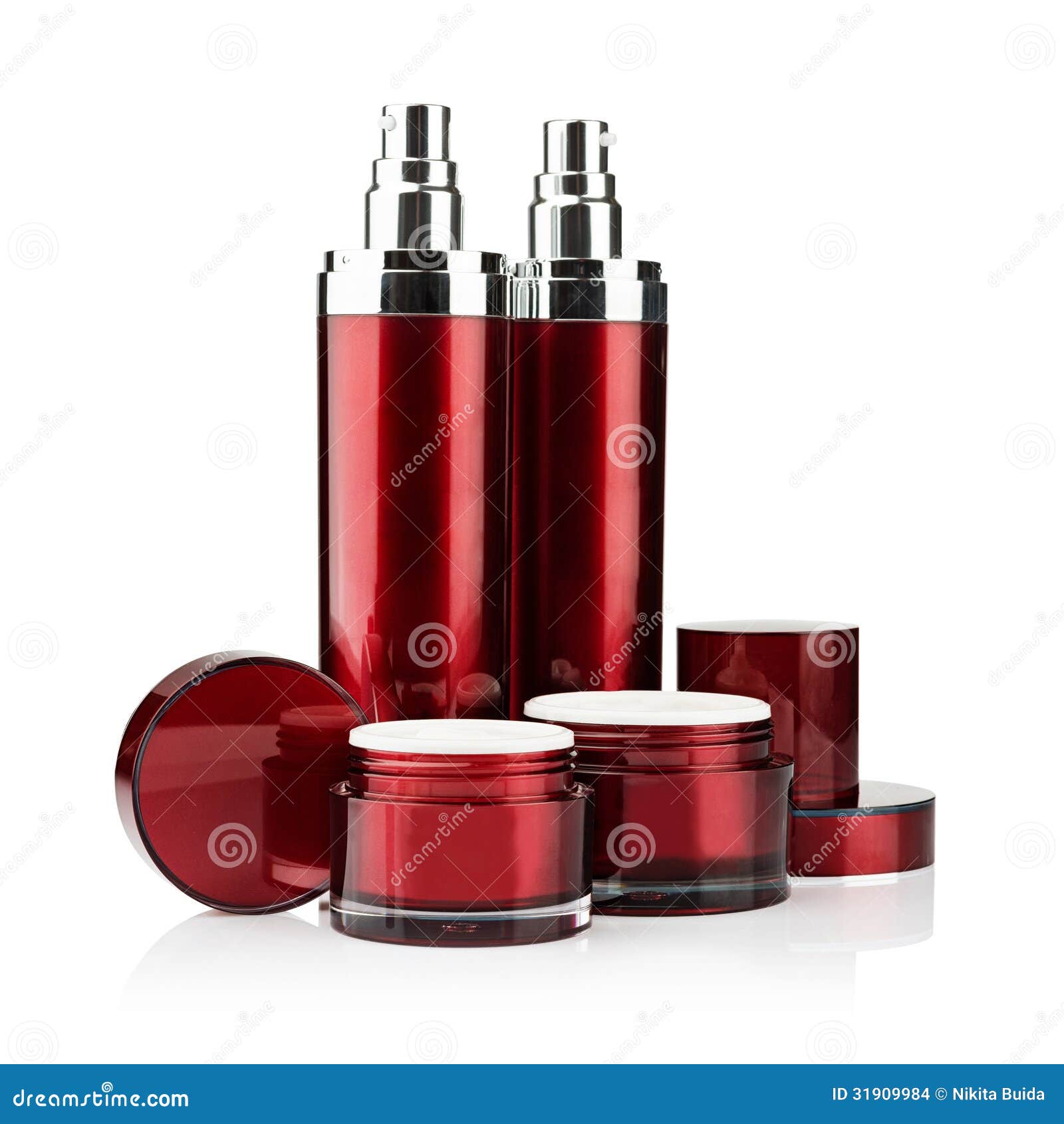 Red cosmetic cans stock photo. Image of face, body, container - 31909984