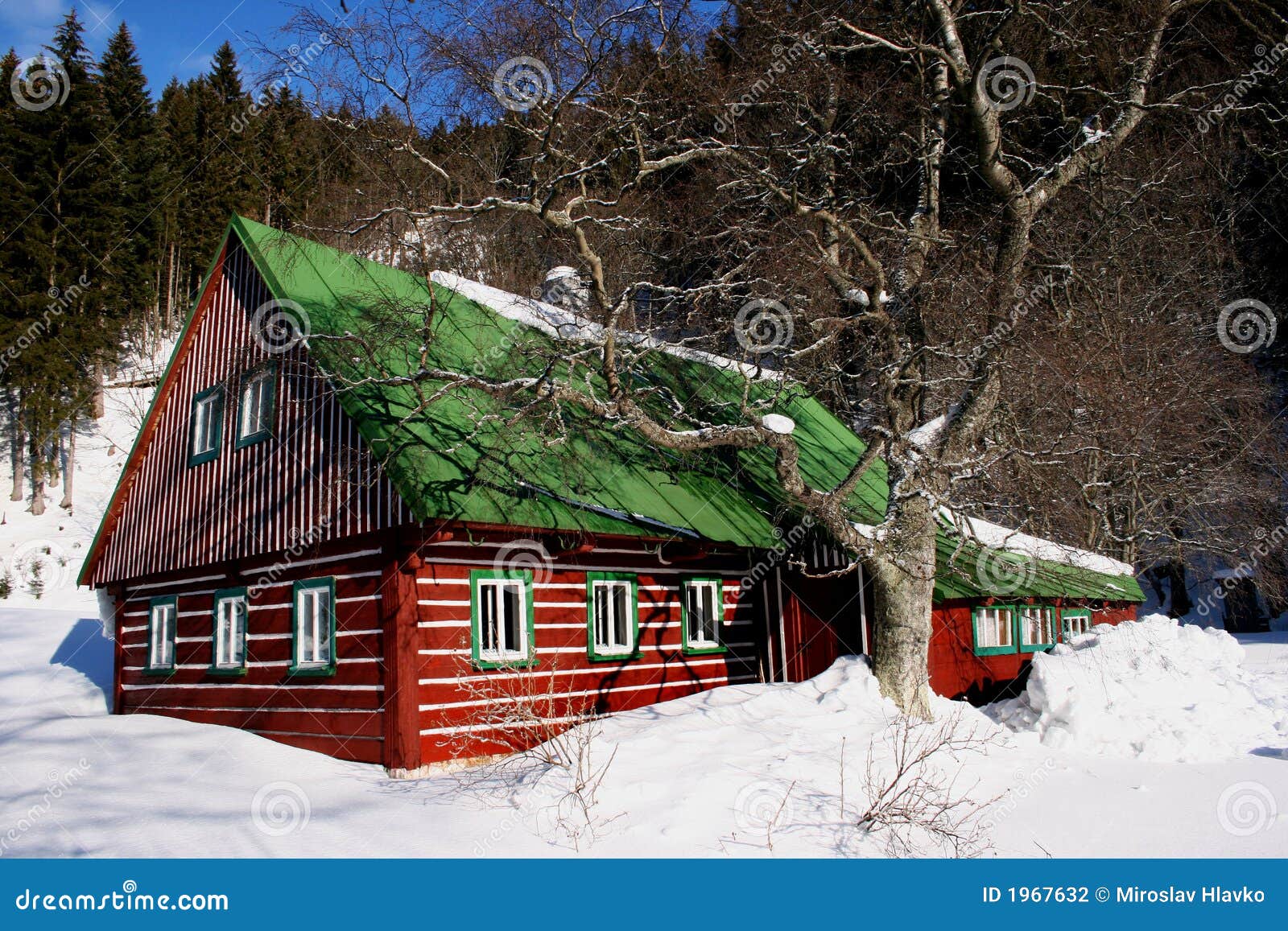 Red cottage stock photo. Image of winter, snow, architecture - 1967632