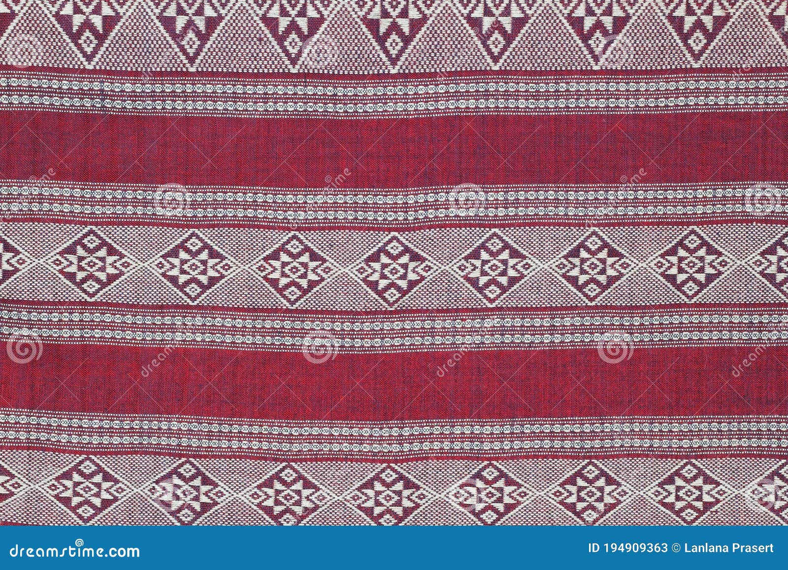 Red Cotton Fabric In Thai Pattern For Background Or Texture Royalty ...