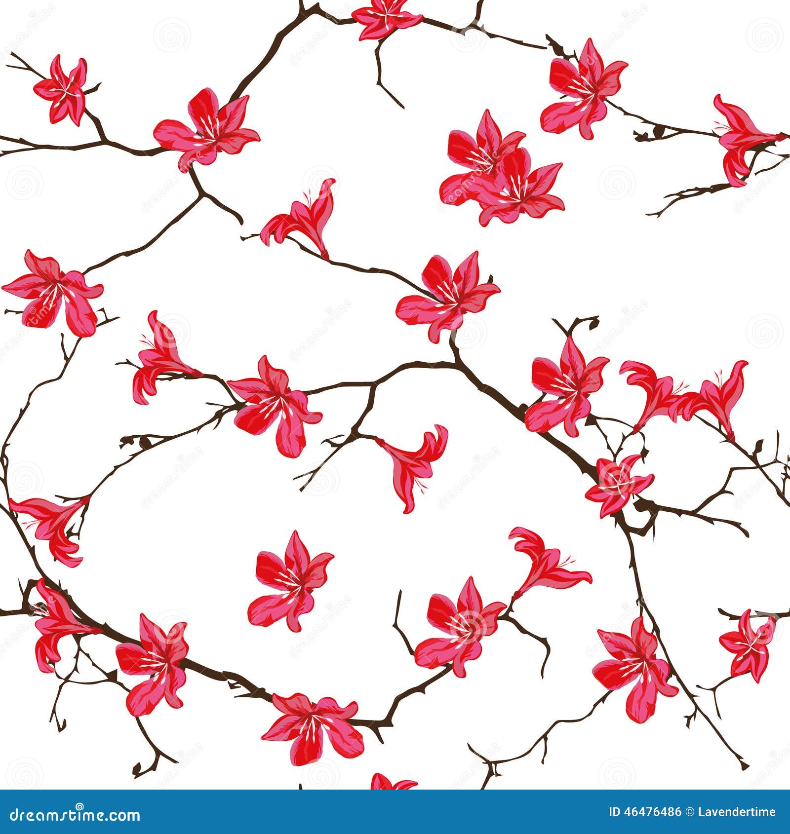 Red Cotton Tree Chinese Seamless Vector Print Stock Vector ...