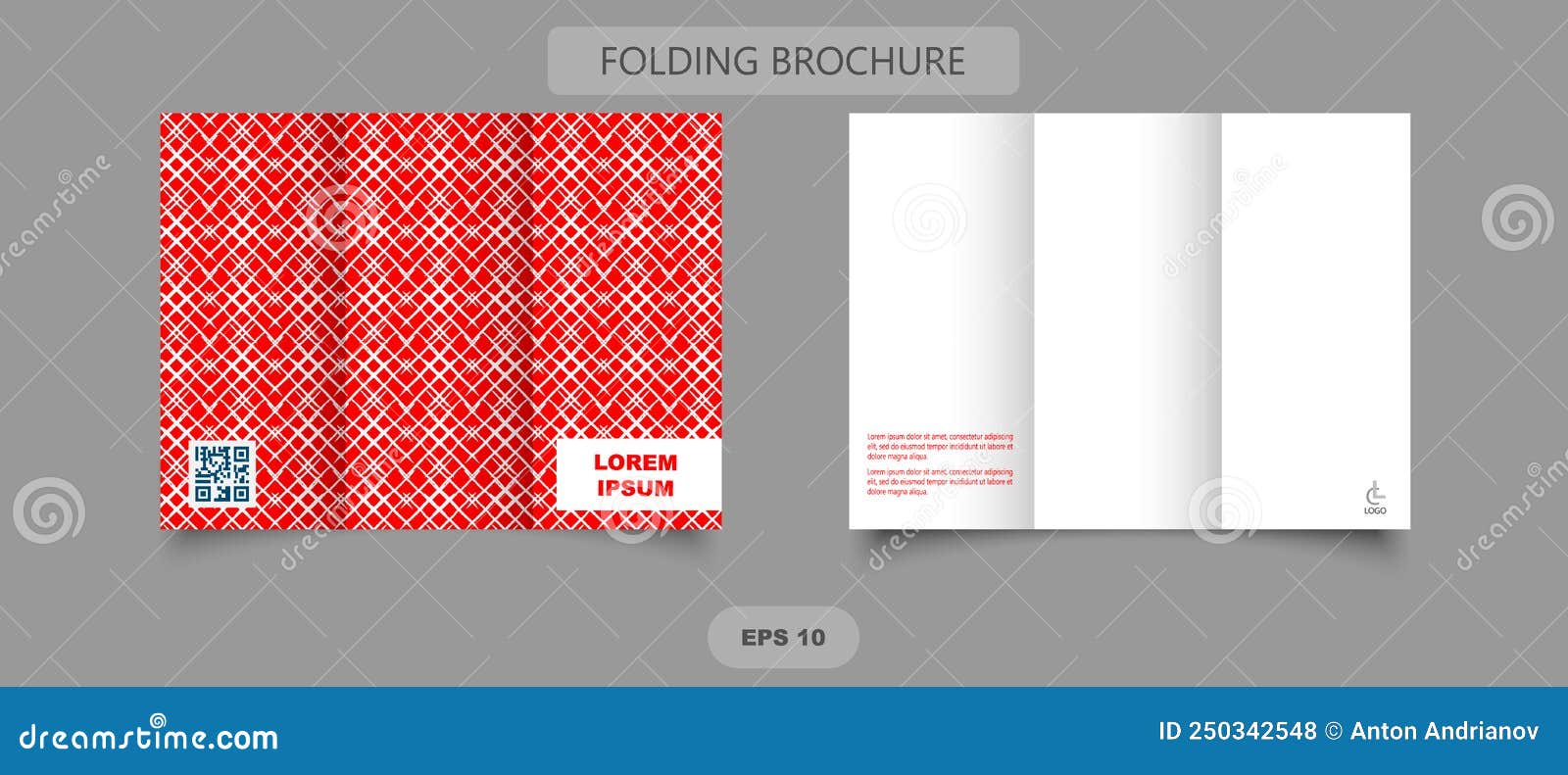 Red Cover, Tri Fold Brochure Layout Realistic Rendering Brochure Layout ...