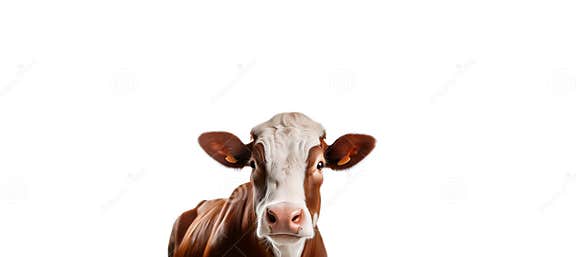 Red Cow on a White Background. Head of a Spotted Cow Stock Illustration ...