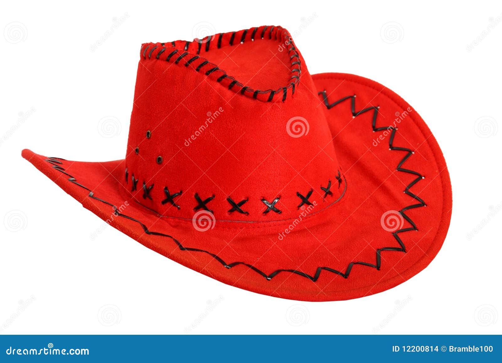 Red Cowboy Hat Isolated on White Stock Photo - Image of brim, fabric ...