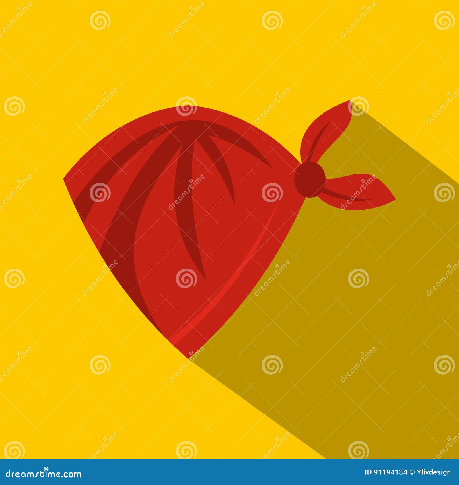 Red Cowboy Neckerchief Icon, Flat Style Stock Vector - Illustration of ...