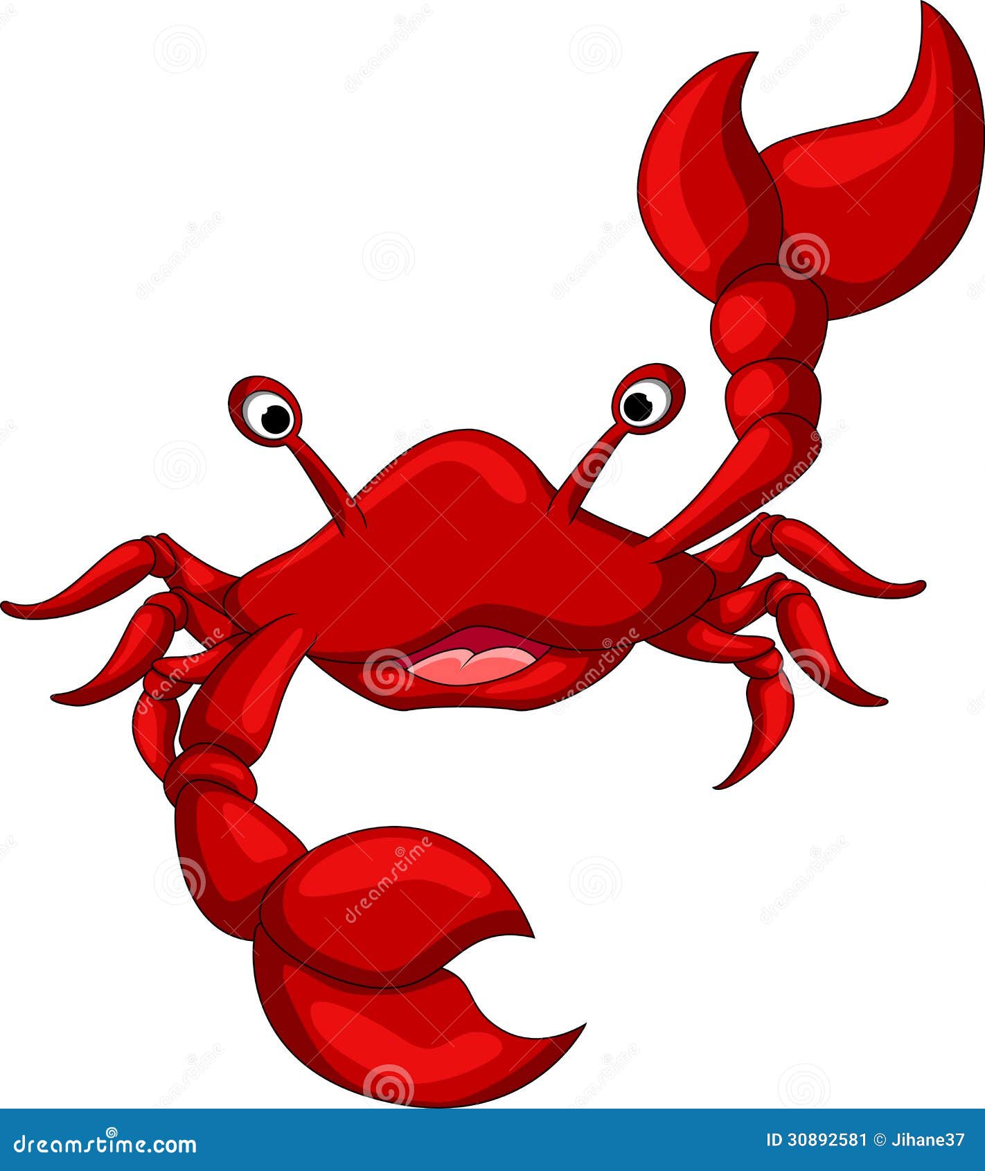 Red crab cartoon stock illustration. Illustration of sealife - 30892581