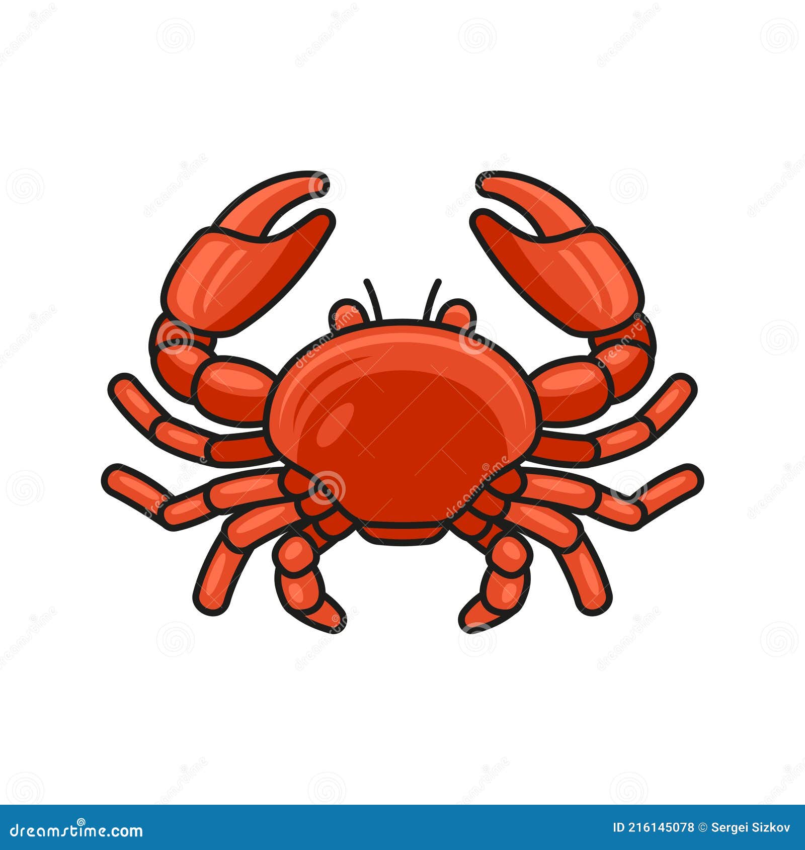 Red Crab Cartoon Style Icon on White Background. Vector Stock Vector ...