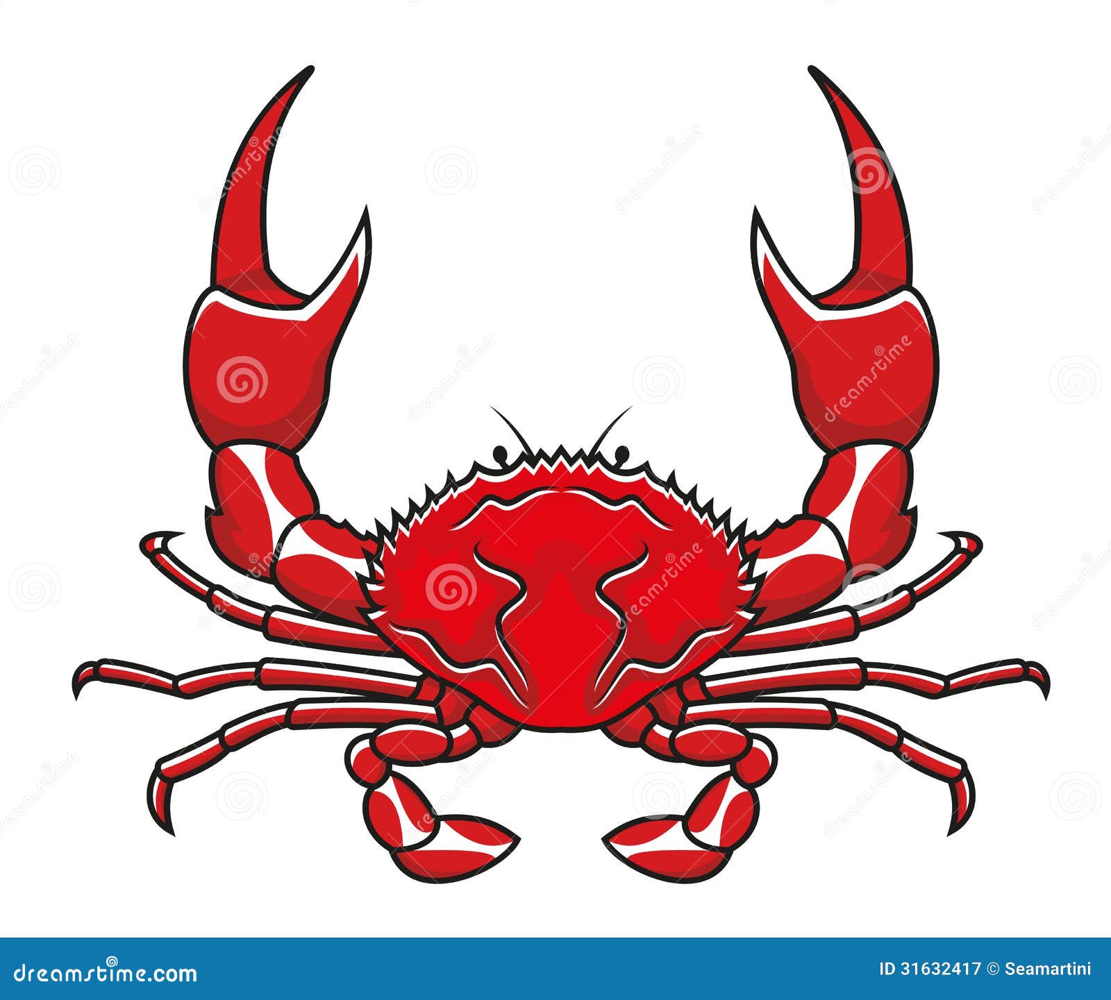 Red crab stock vector. Illustration of hardshell, graphic - 31632417