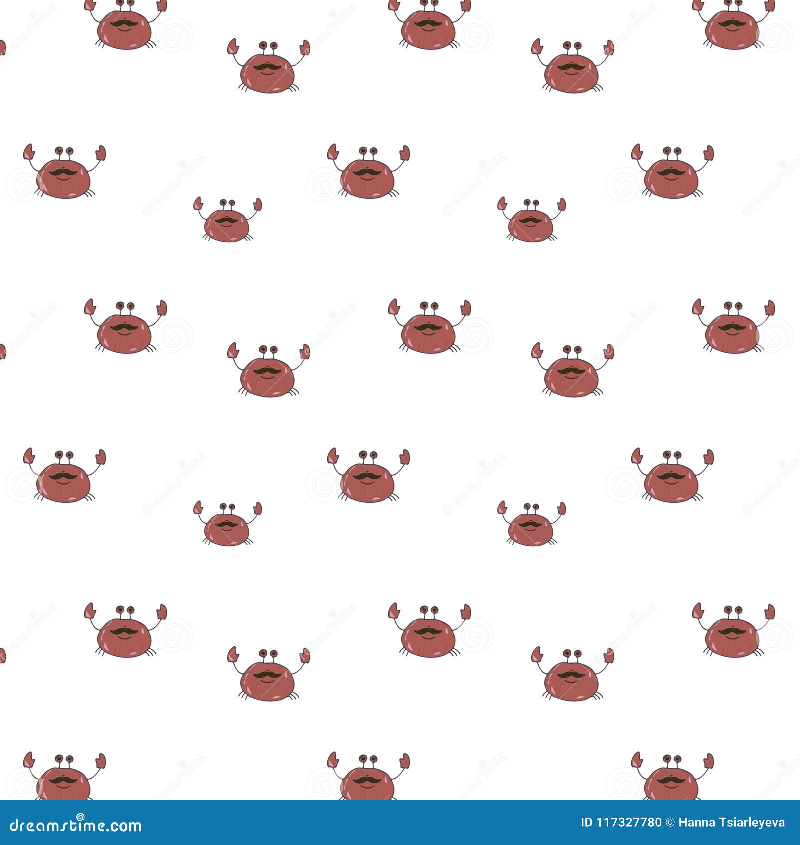 Red Crabs Drawing Seamlless Pattern on White Background Stock ...
