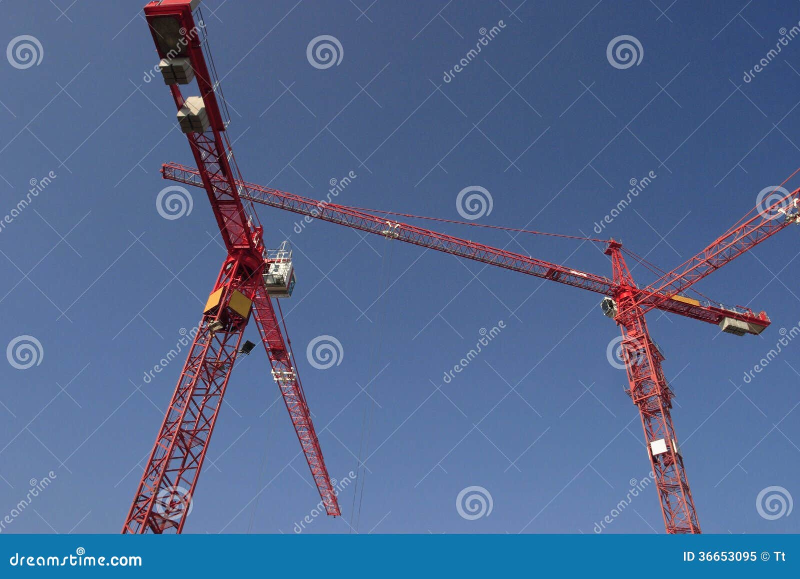 Red cranes stock image. Image of city, industrial, machine - 36653095