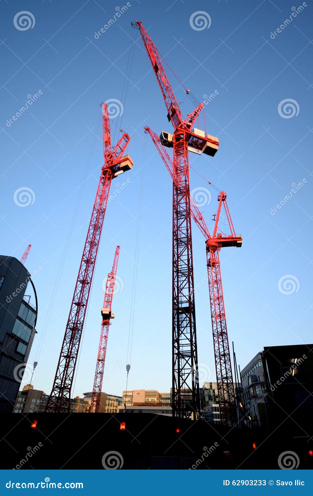 Red cranes stock image. Image of tools, industry, high - 62903233