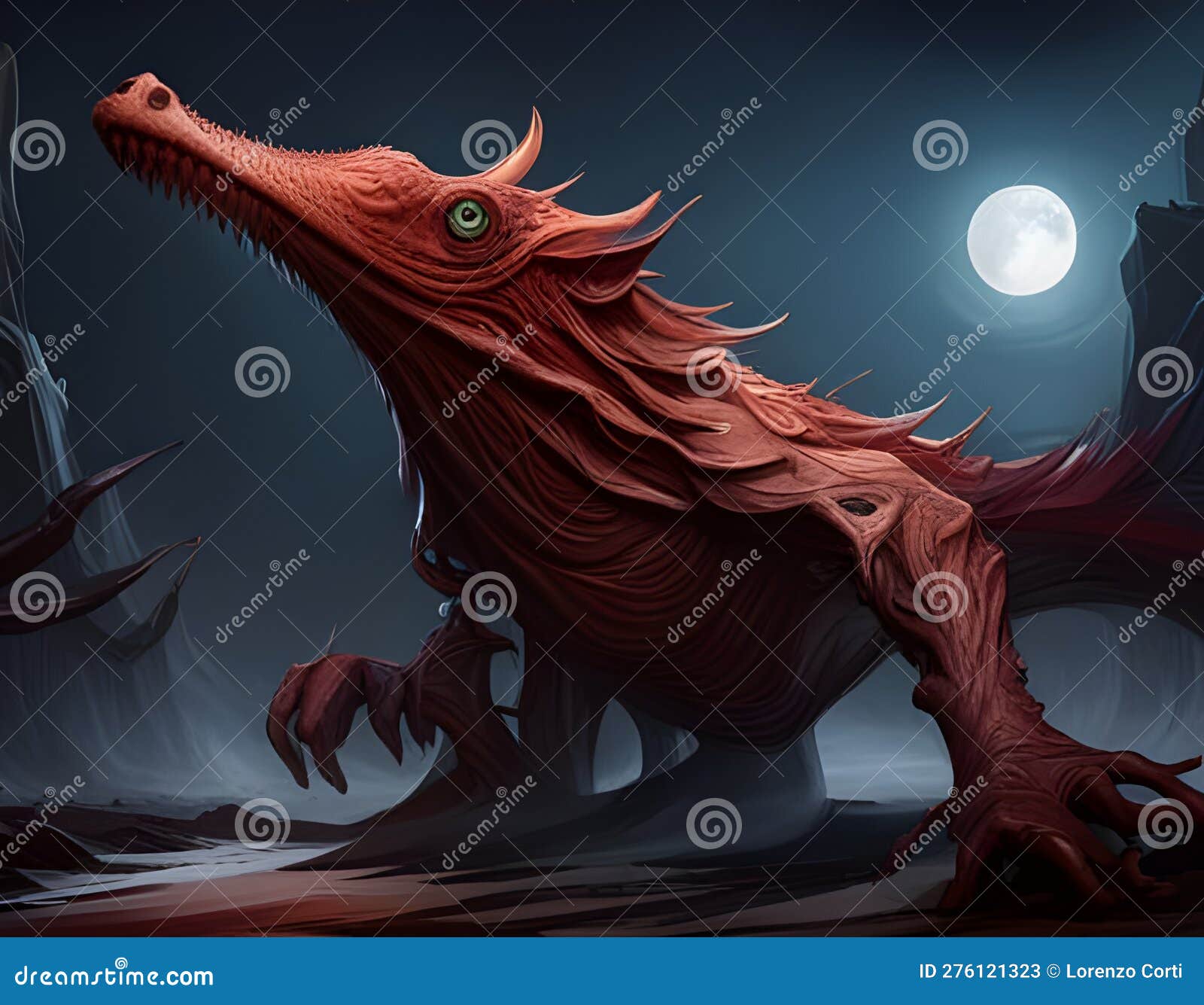 Red creature stock illustration. Illustration of anime - 276121323
