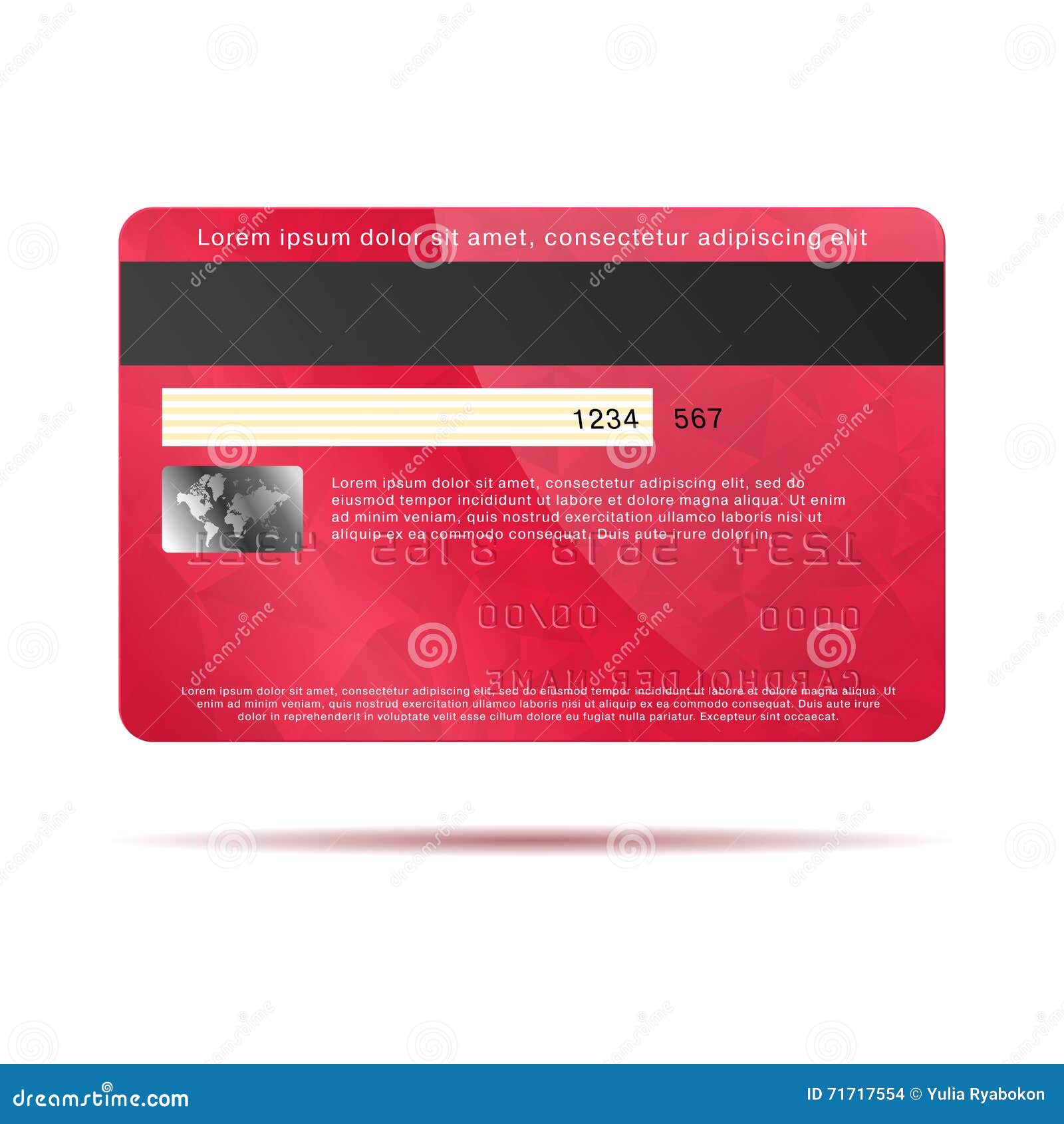 Red Credit Card Back Icon, Realistic Style Stock Vector - Illustration ...