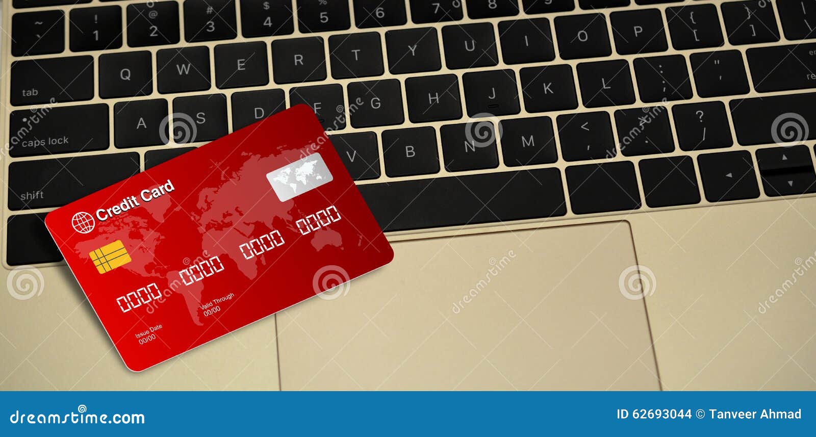 Red Credit Card on Laptop Keys Stock Photo - Image of sale, laptop ...