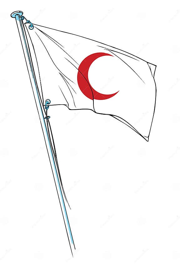 Red crescent flag waving editorial image. Illustration of faith - 5028985
