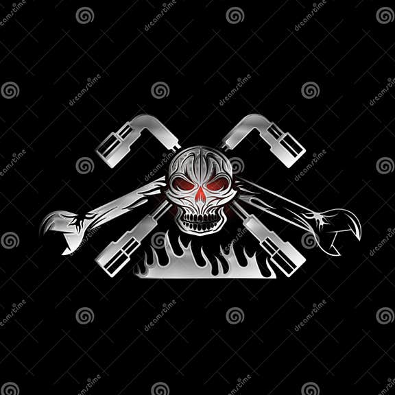 Red Crest with Skull,flame and Spanners Stock Vector - Illustration of ...