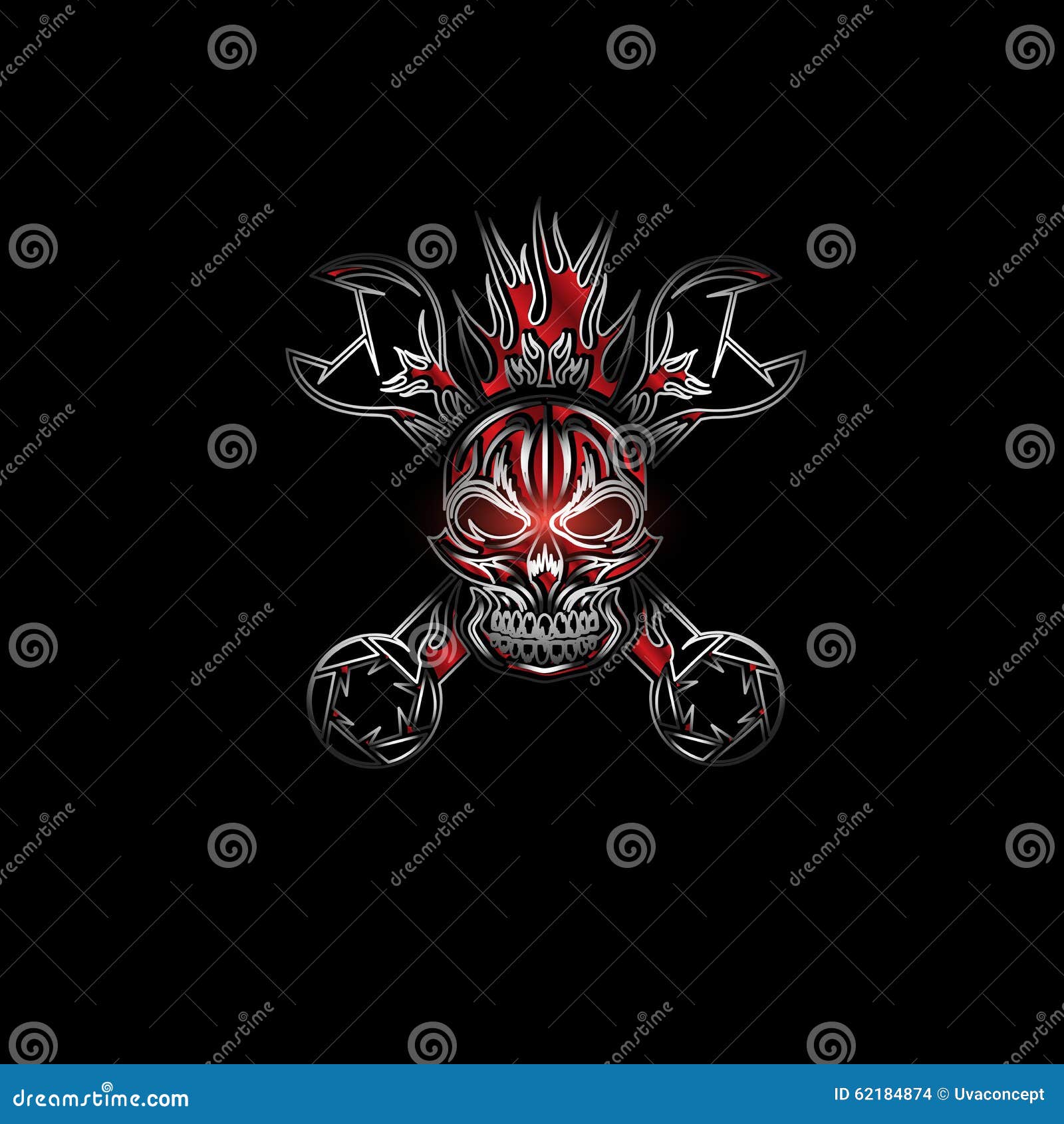 Red Crest with Skull,flame and Spanners Stock Vector - Illustration of ...
