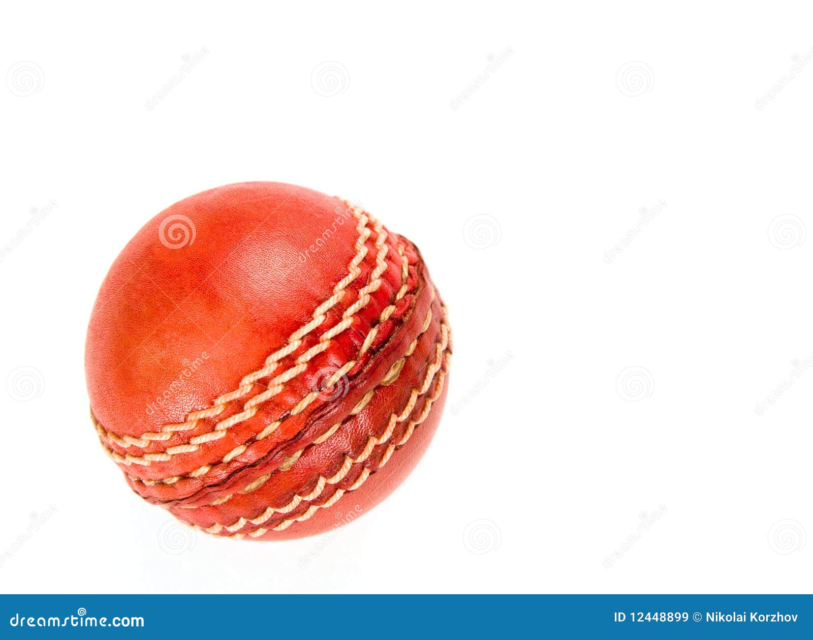 Red cricket ball, isolated stock image. Image of detail - 12448899